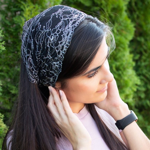 Blush Lace Headband Church Head Covering Orthodox Church or - Etsy