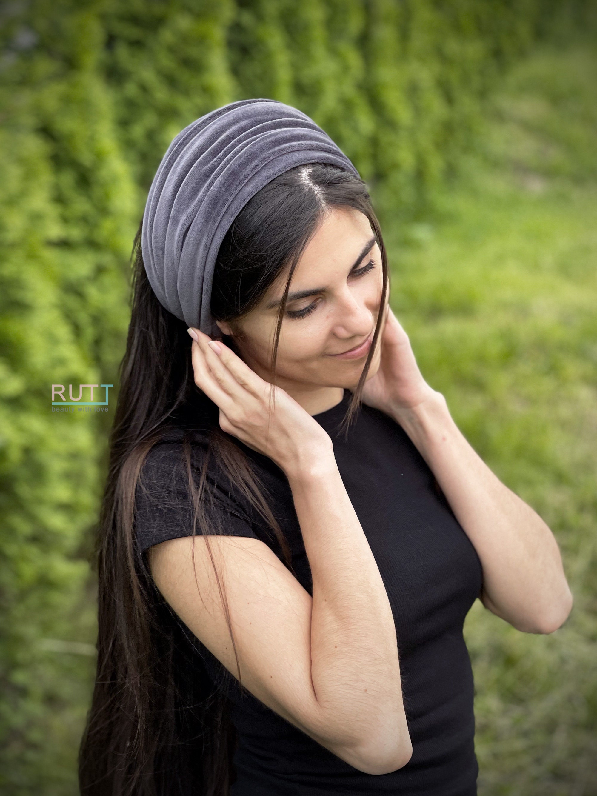 6 in 1 Head Covering Stretch Velvet Headband\cowl Style\snood Covering ...