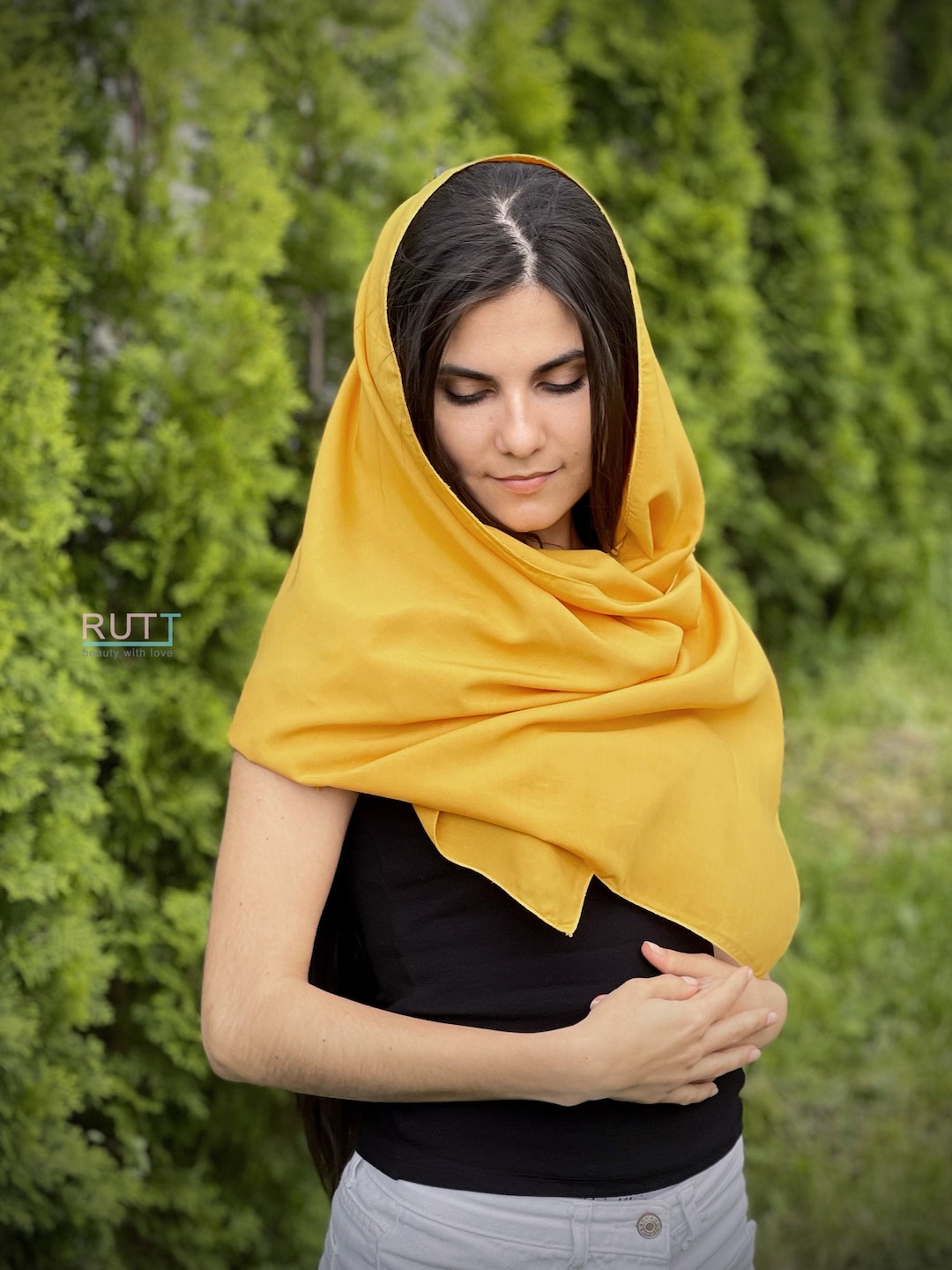 Mustard Soft Cotton Scarf Church Head Covering RUTTSHOP Catholic Head ...