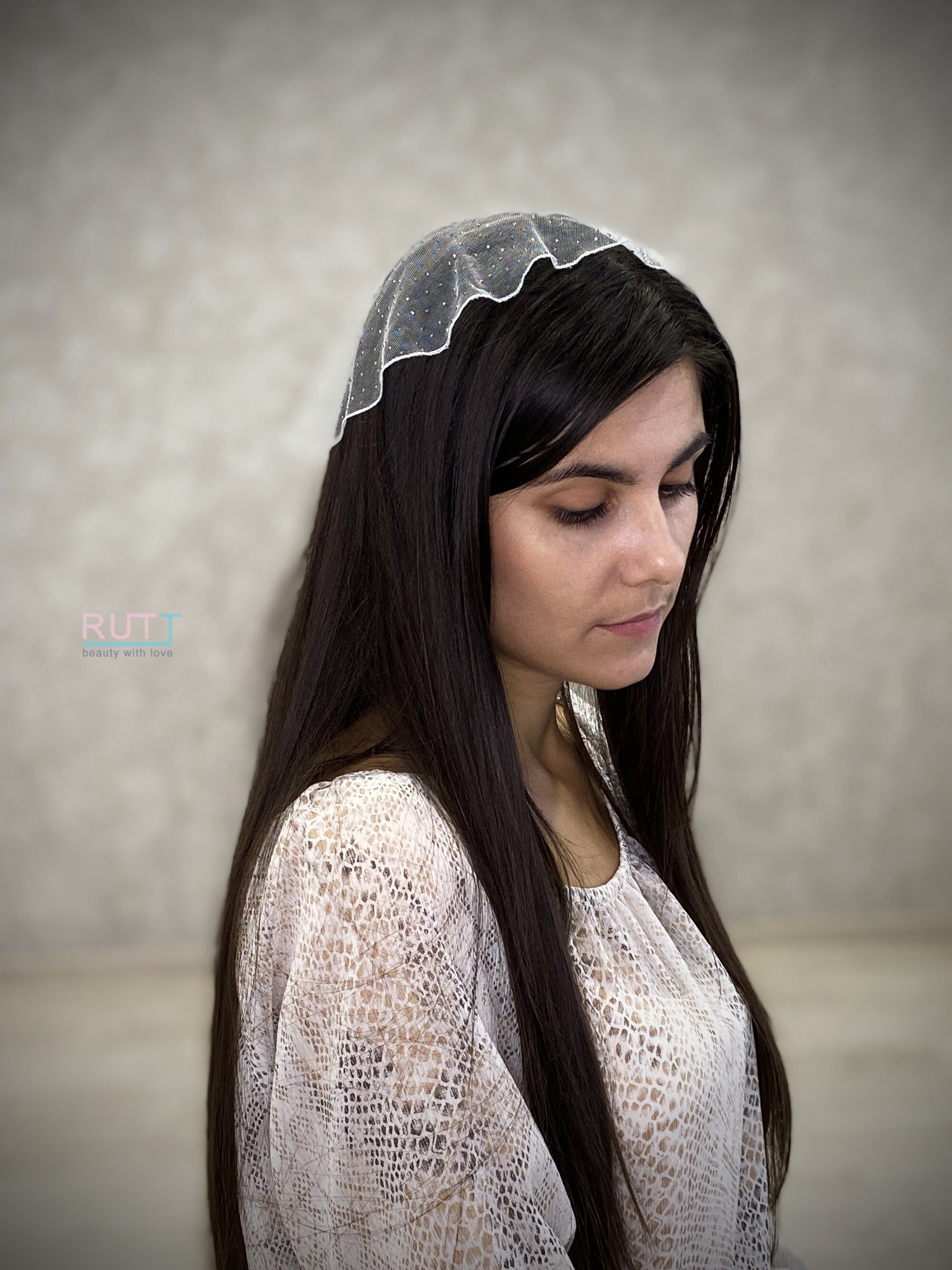 Navy Blue Small Chapel Round Cap With Rhinestones Mantilla Girl Head ...