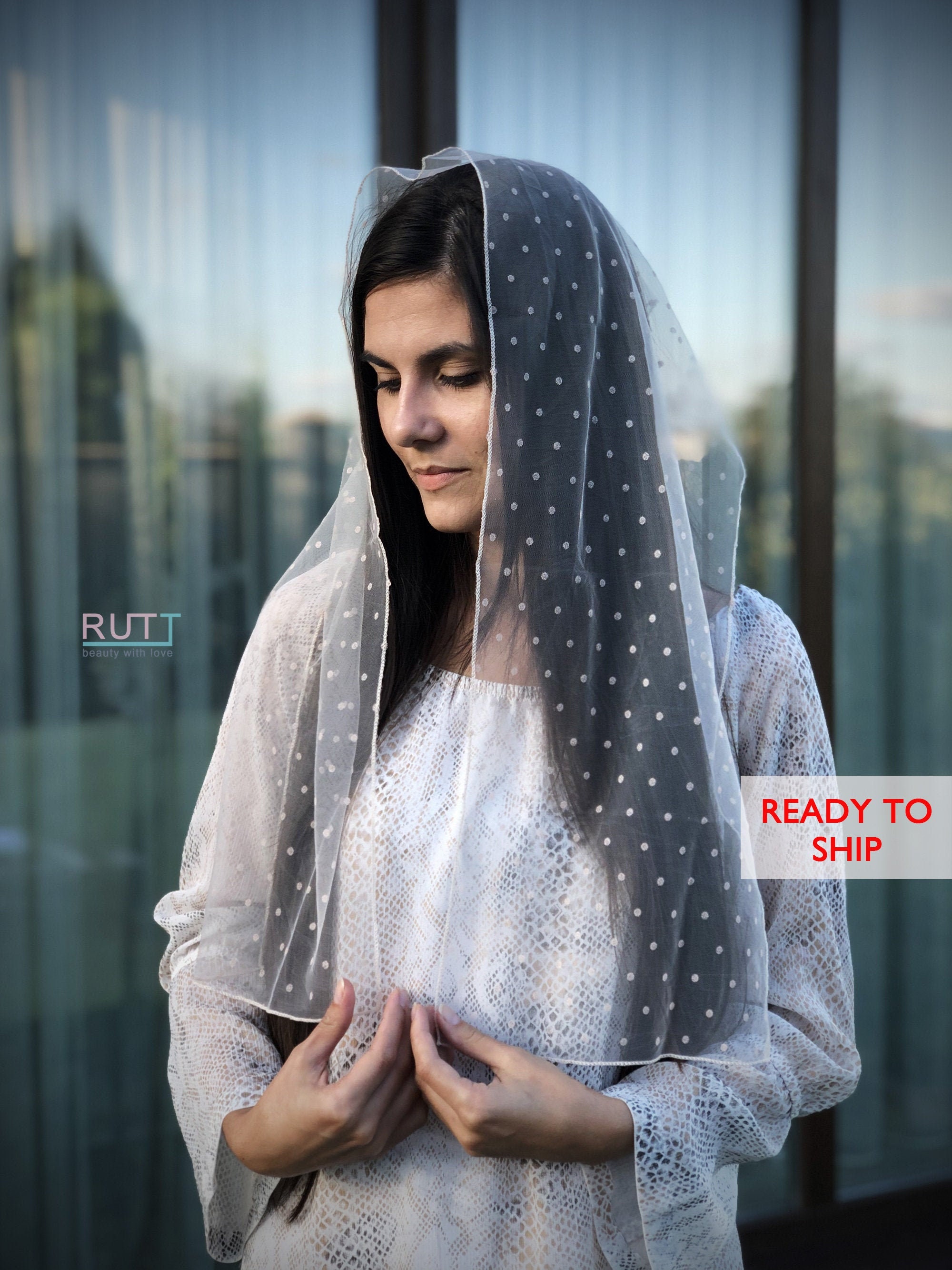 Dotted Scarf Head Covering Orthodox Veils Catholic Shawl | Etsy