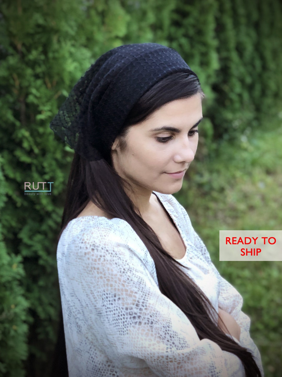 Church Square Kerchief Head Covering Black Tulle Ead Wrap Orthodox Veil ...