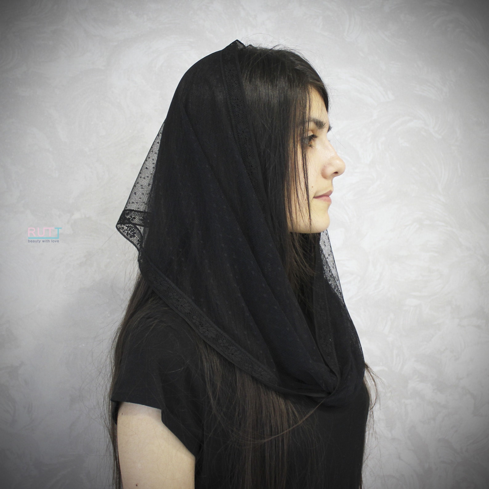 Black Dotted Church Scarf Head Covering Orthodox Head Wrap - Etsy