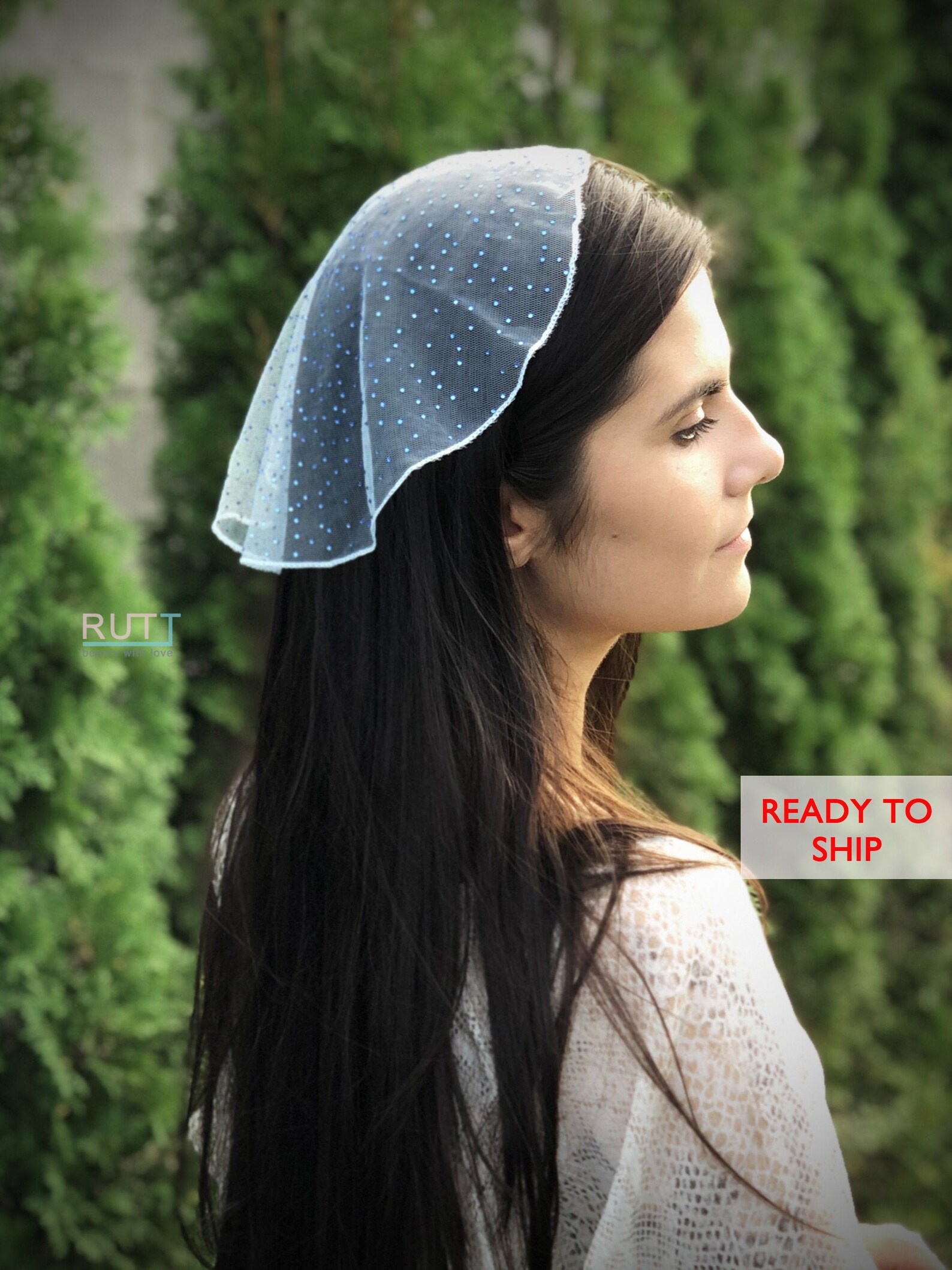 Light Blue Small Catholic Veil Church or Chapel Round Cap Mantilla Girl ...