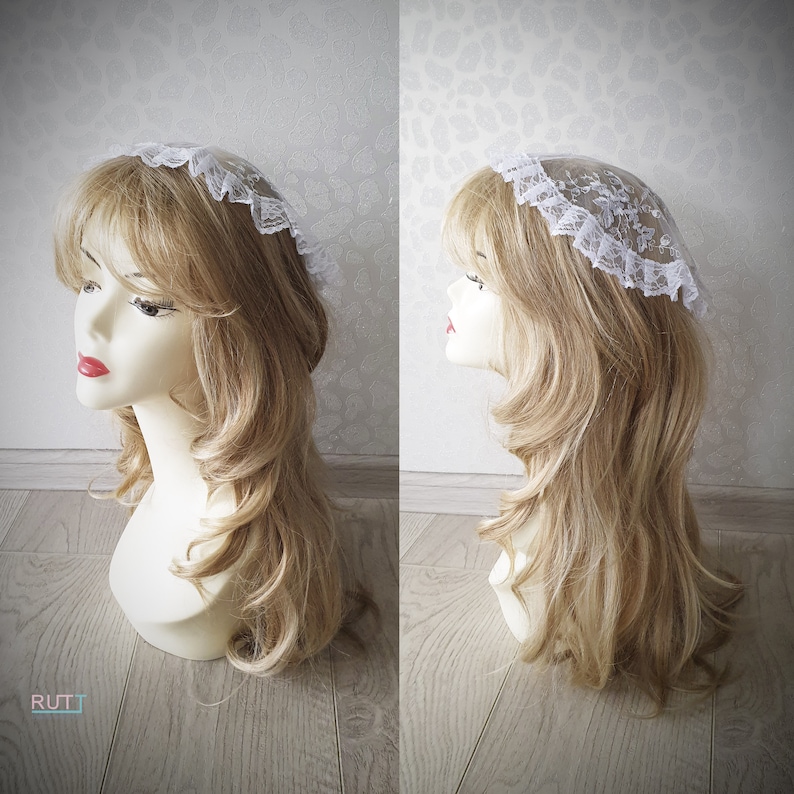 Elegant Lace Chapel Round Veil Cap Mantilla Girl Head Covering Cap Cap ...