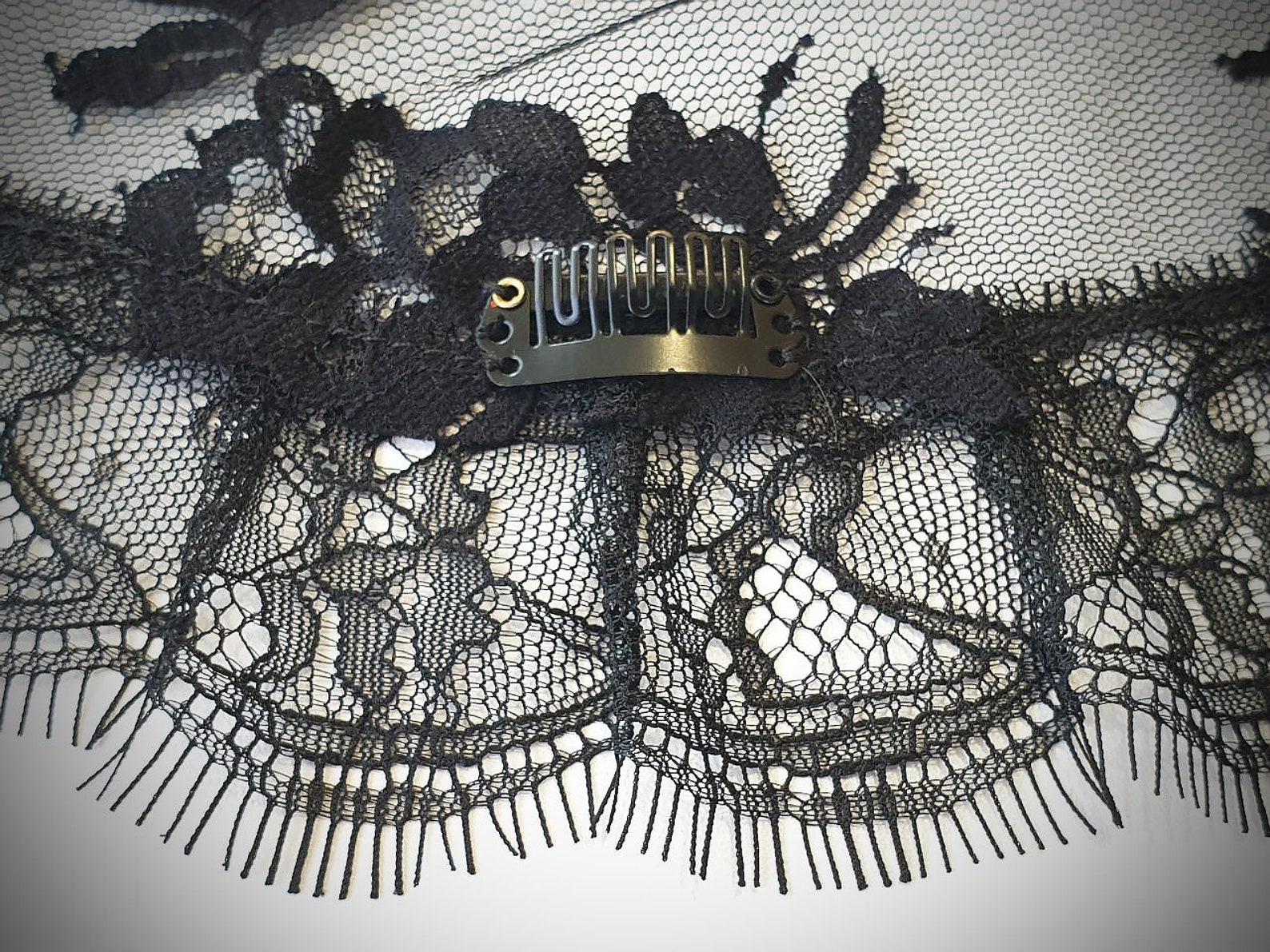 Princess Style Grey Chapel Round Veil Shantili Lace Mantila Headwrap ...