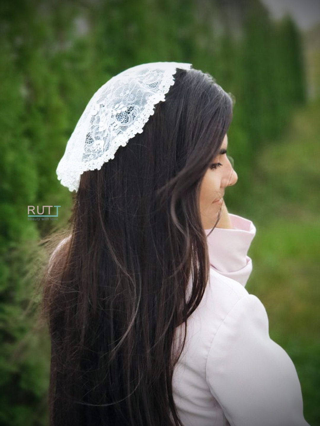 Elegant Lace Chapel Round Veil Cap Mantilla Girl Head Covering Cap Cap ...
