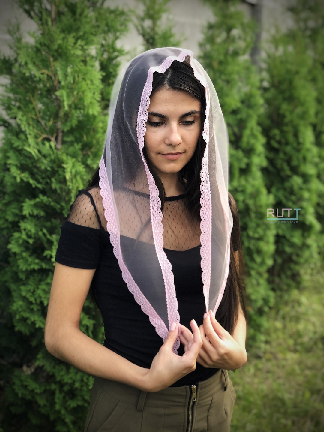 Christian Tulle and Lace Veil Church Scarf Head Covering Orthodox Wrap ...