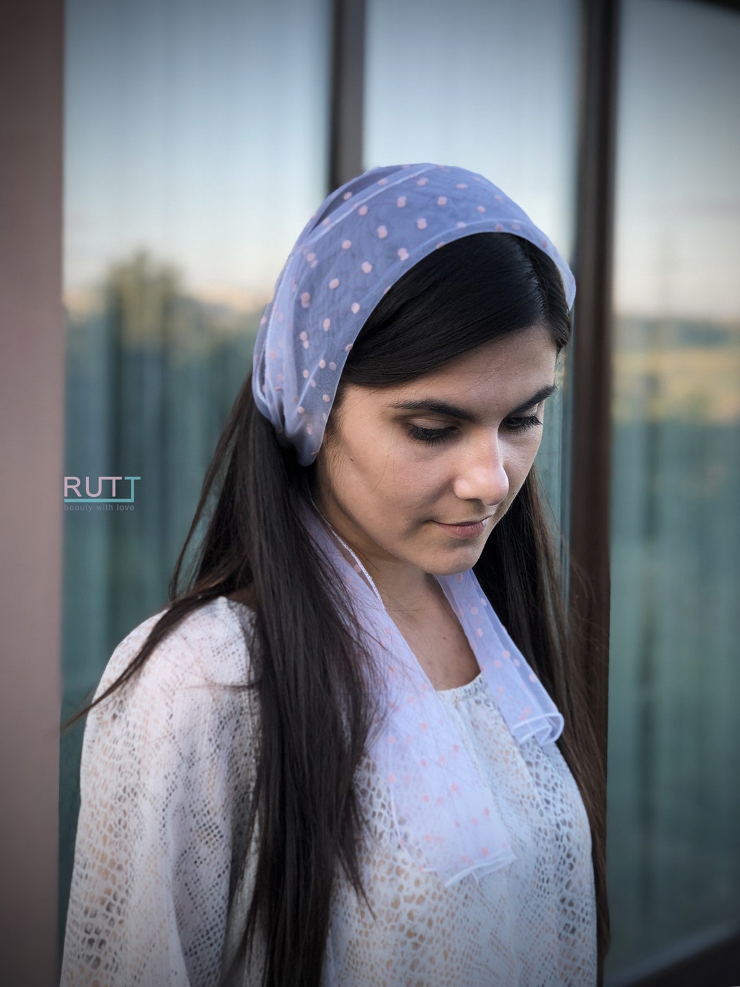 Dotted Church Scarf Head Covering Christian Headbahd Orthodox Head Wrap ...