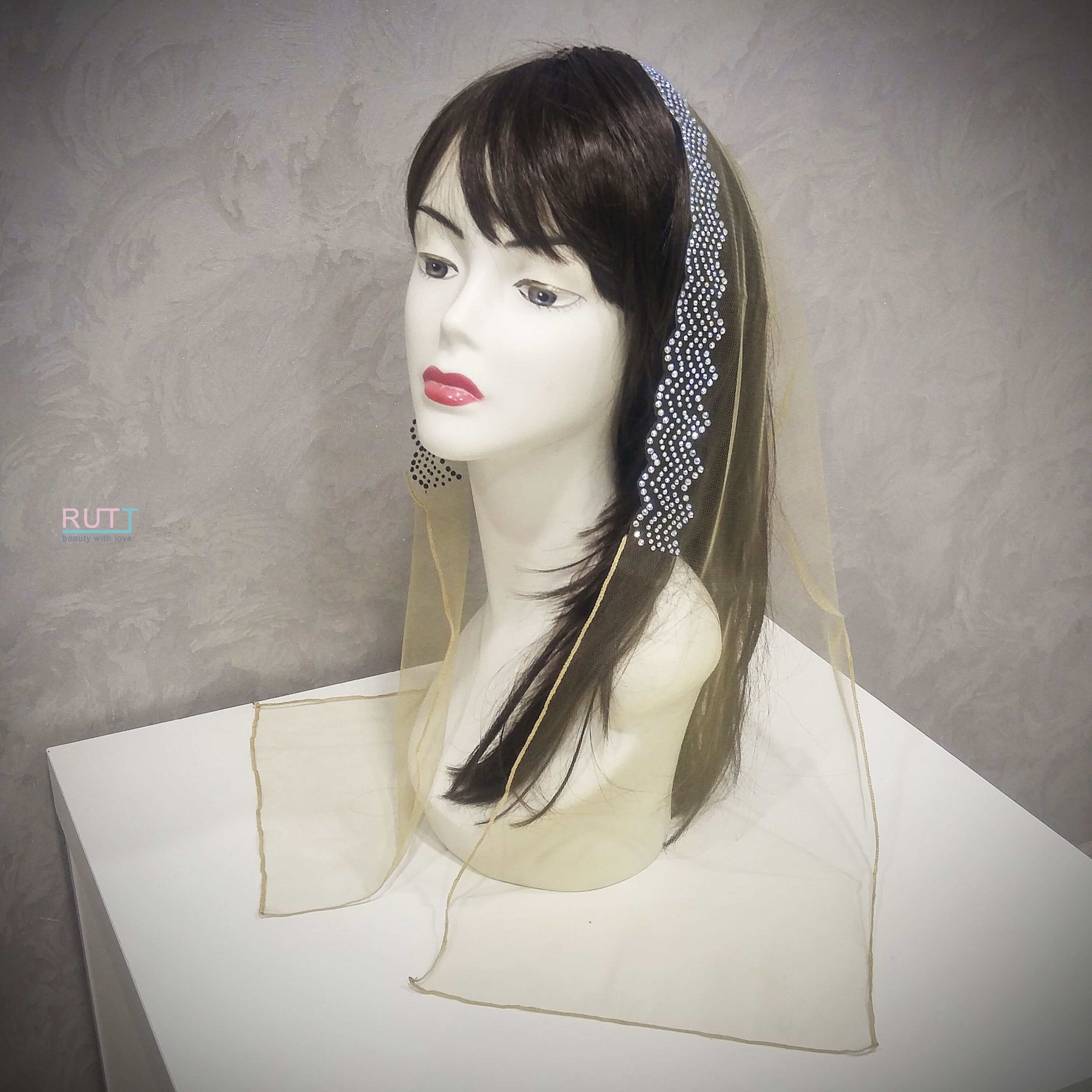 Women Head Covering Orthodox Veil With Too Sides Rhinestone Decoration ...