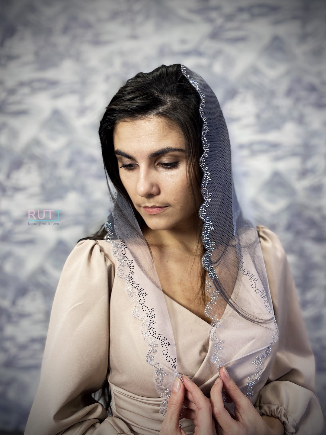 Religion Veil Rhinestone Decoration Scarf Head Covering Wrap Orthodox ...