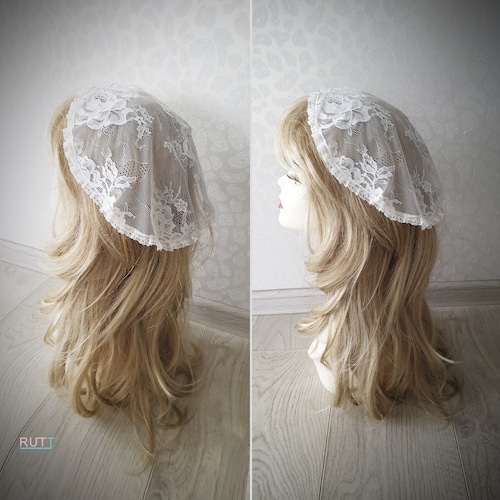 Small Catholic Veil Church or Chapel Round Cap Rhinestones - Etsy