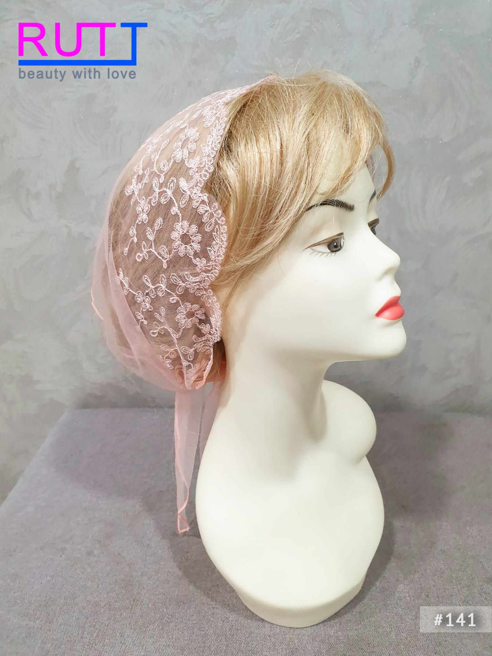 Dunkelblauer christlicher Kopftuch mit großer Stickerei Kirchenschal ...