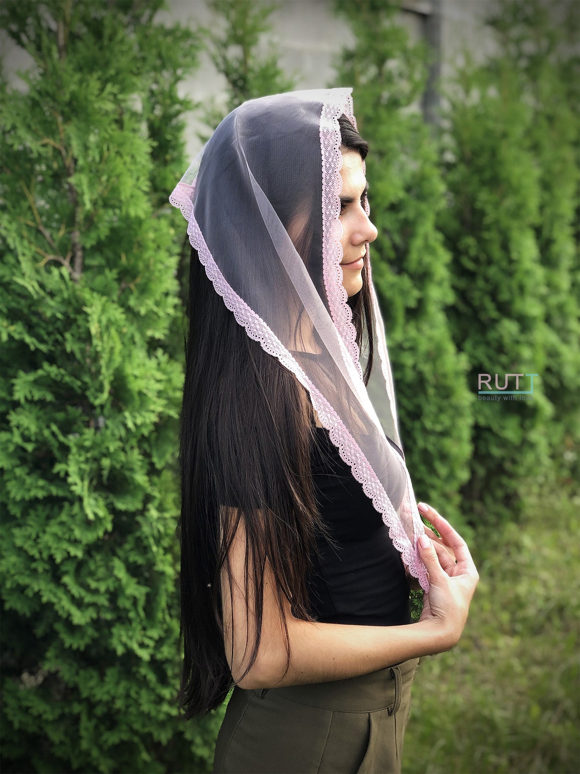 Christian Tulle and Lace Veil Church Scarf Head Covering Orthodox Wrap ...