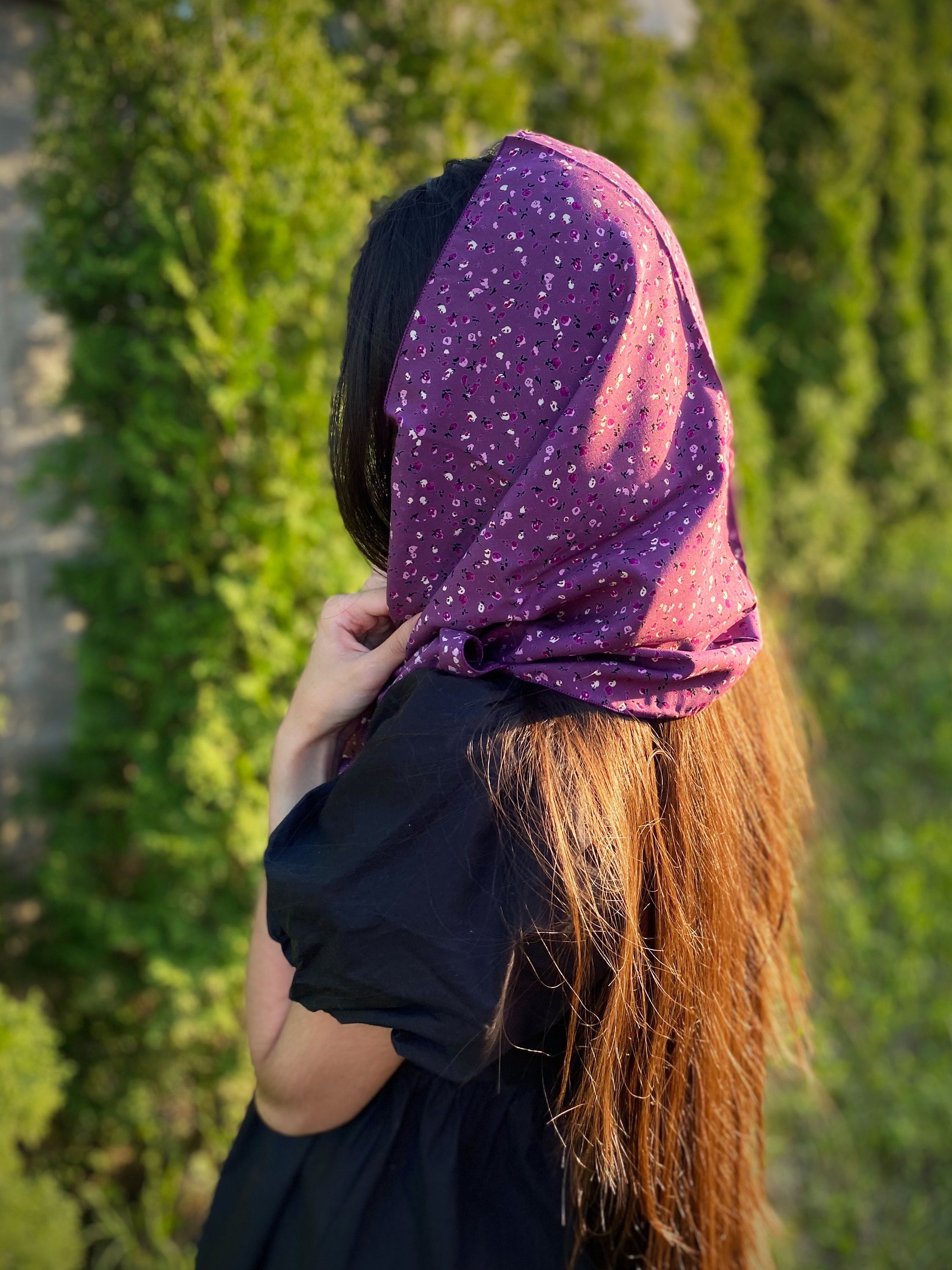 Soft Cotton Floral Scarf Church Head Covering Catholic Head Wrap for ...