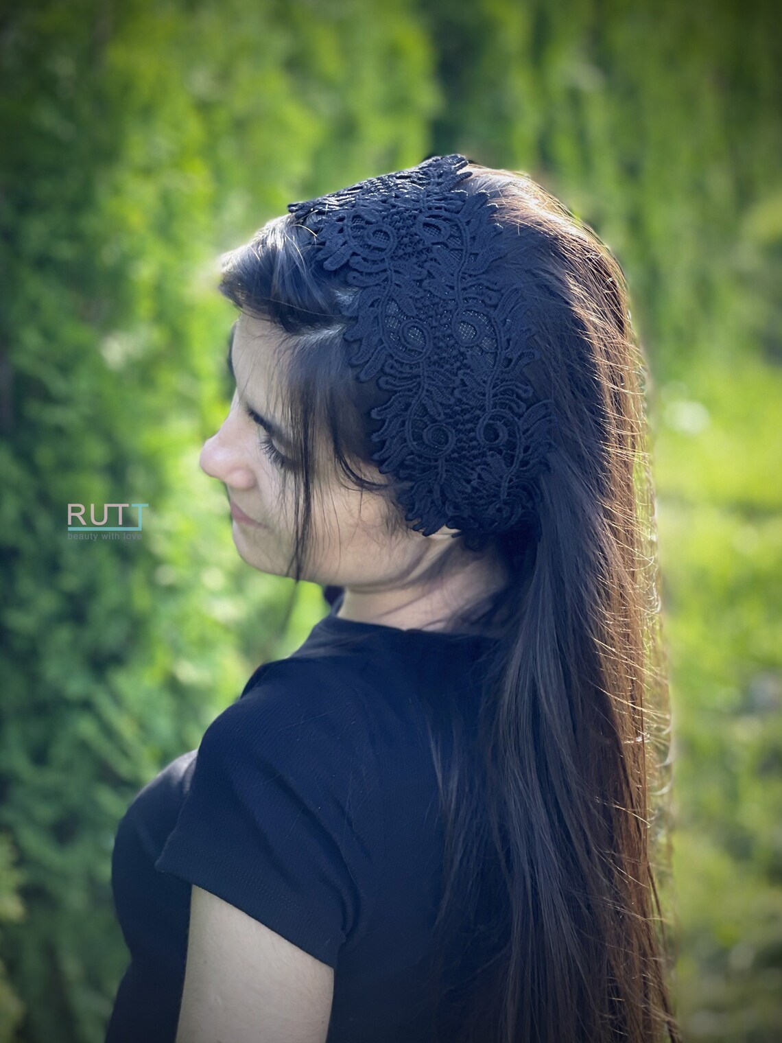 Black Macrame Lace Headband Church Head Covering Orthodox - Etsy