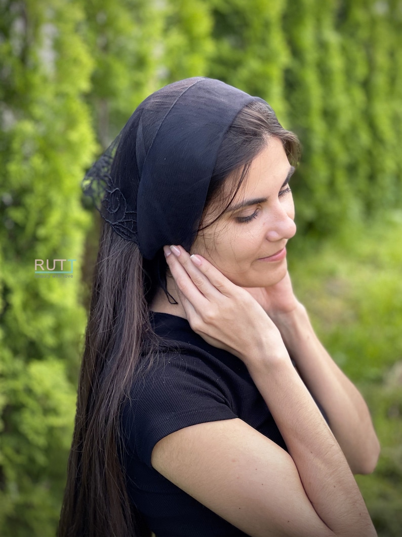 Church Triangle Kerchief With Embroidered Corner Head Covering Orthodox ...