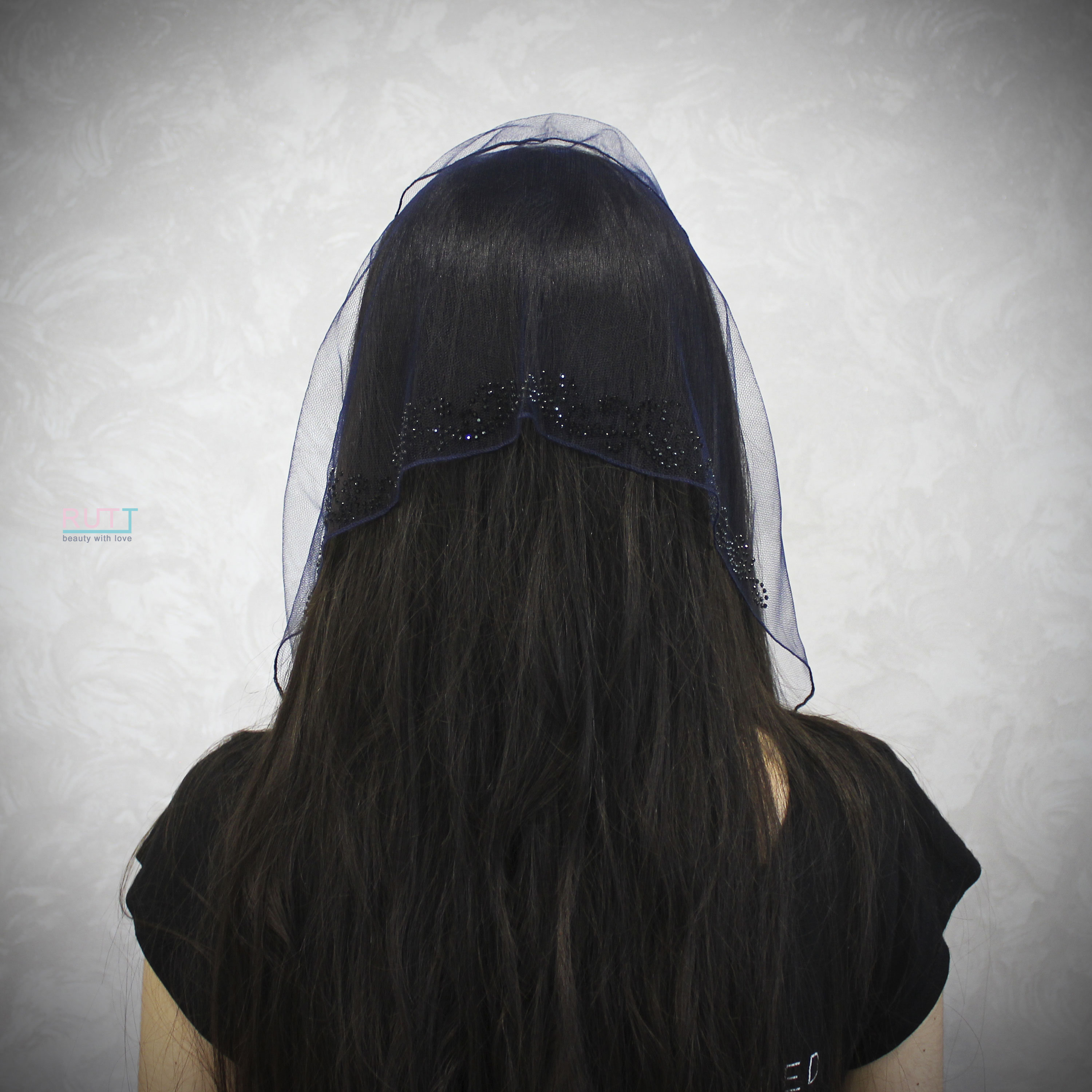 Navy Blue Head Covering Orthodox Veils With Rhinestone - Etsy