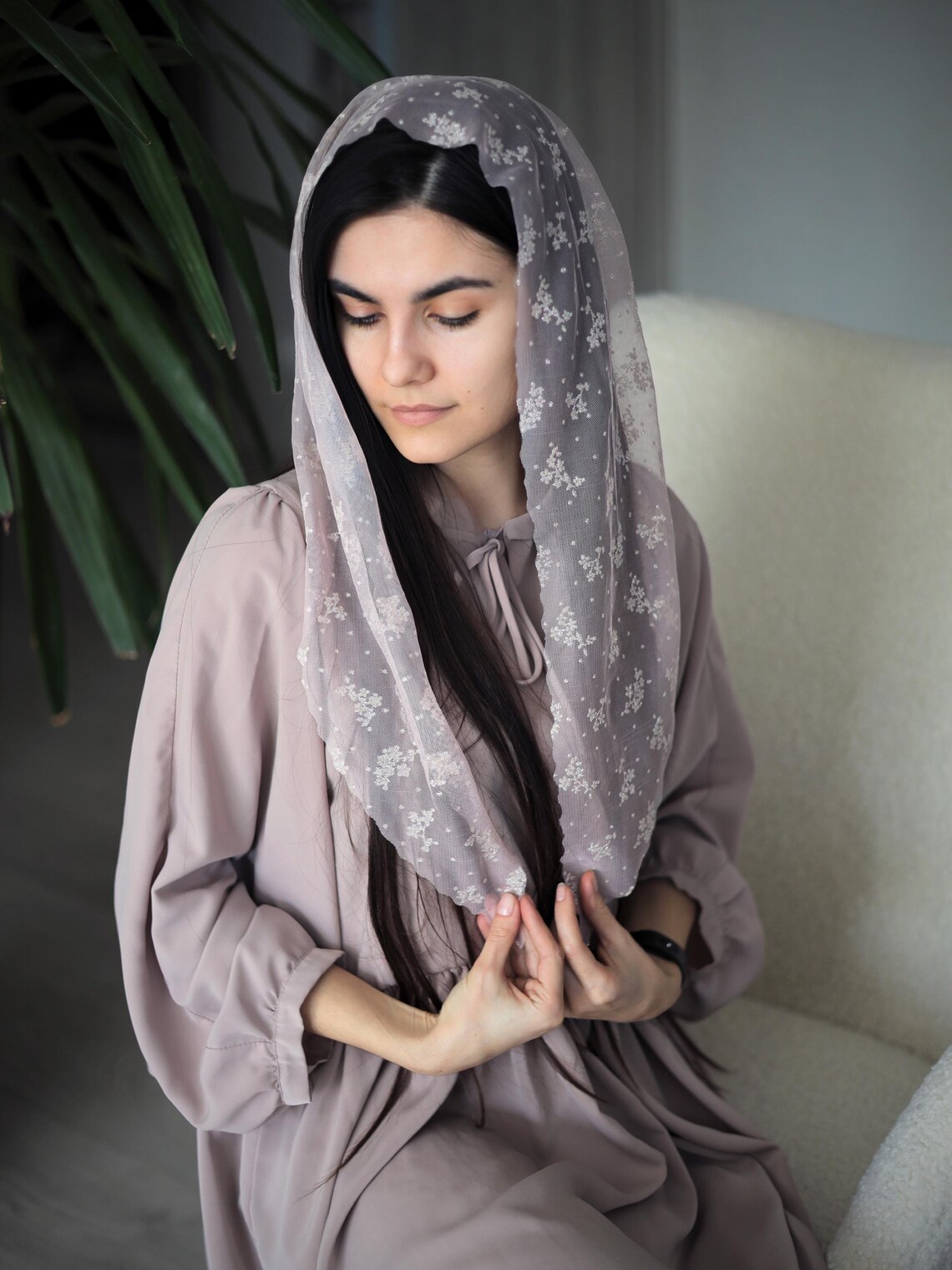 Christian Glitter Scarf Church Head Covering Orthodox Head Wrap ...