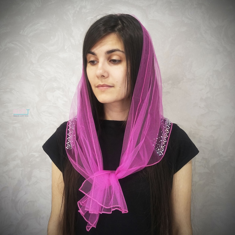 Church Scarf Decorated Christian Head Covering Orthodox Head - Etsy