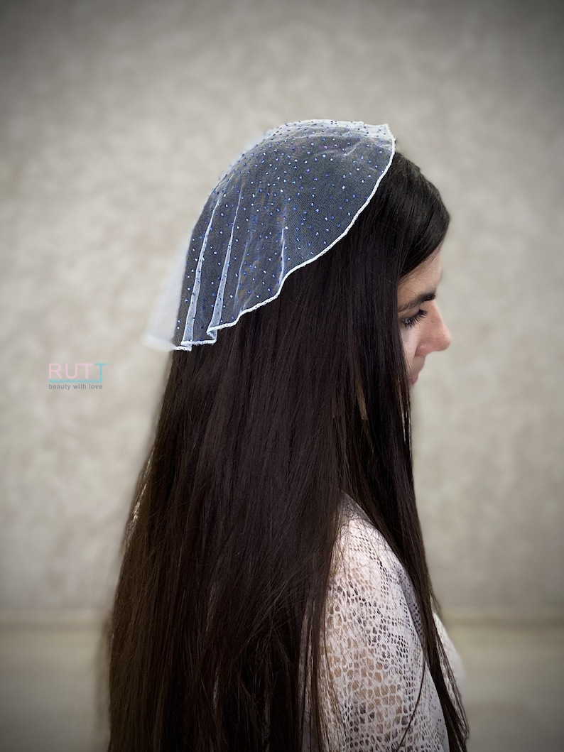 All Rhinestoned Chapel Round Cap Mantilla Girl Head Covering - Etsy