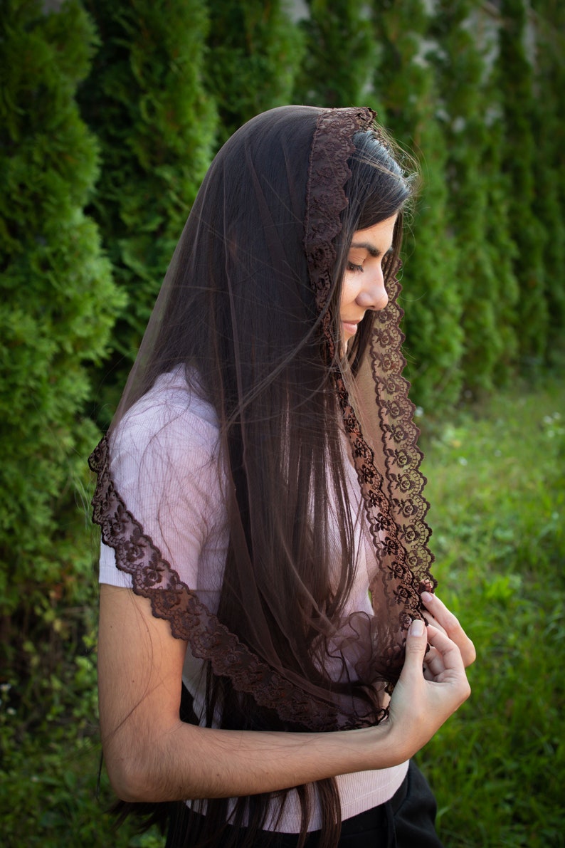Brown Infinity Head Covering Catholic Veil Church or Chapel Veil ...