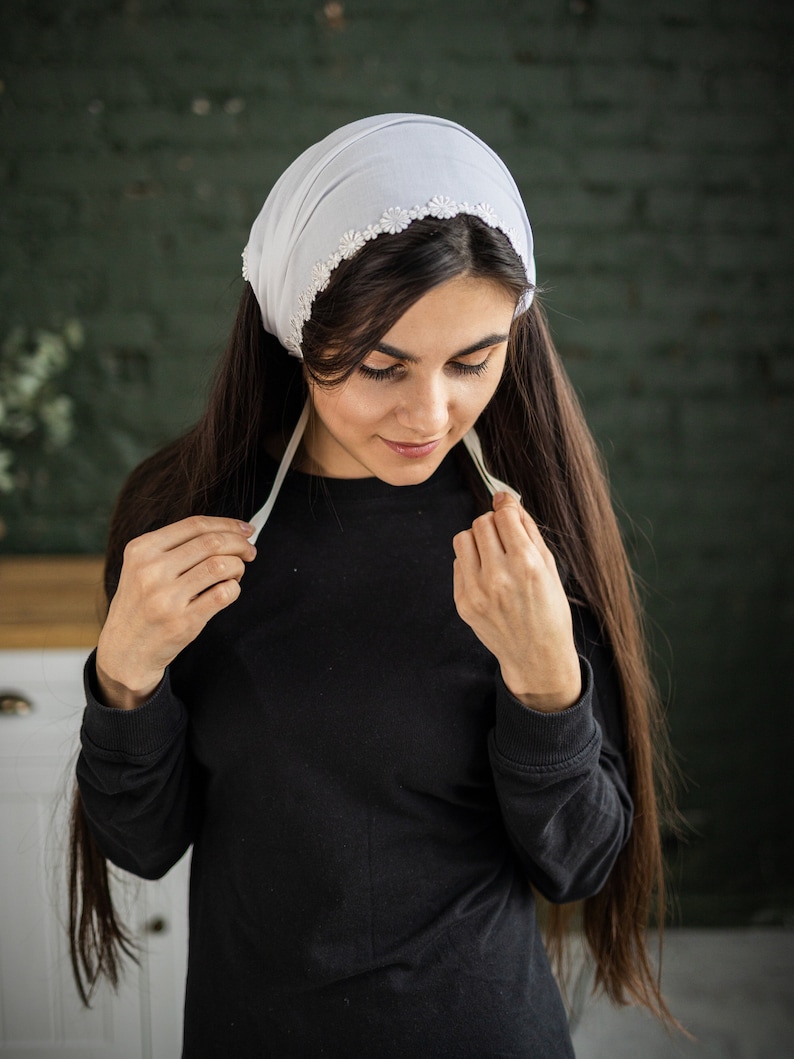 Tie Cotton Headband With Linen Lace \wrap\kerchiefs Natural Lace Ties ...
