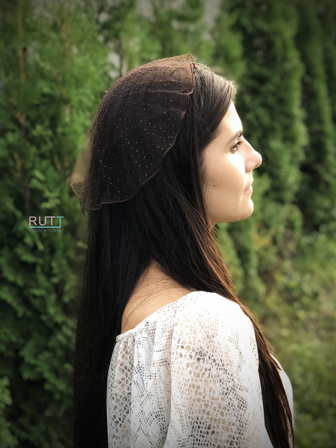 Sparkle Brown Small Catholic Veil Church or Chapel Round Cap ...