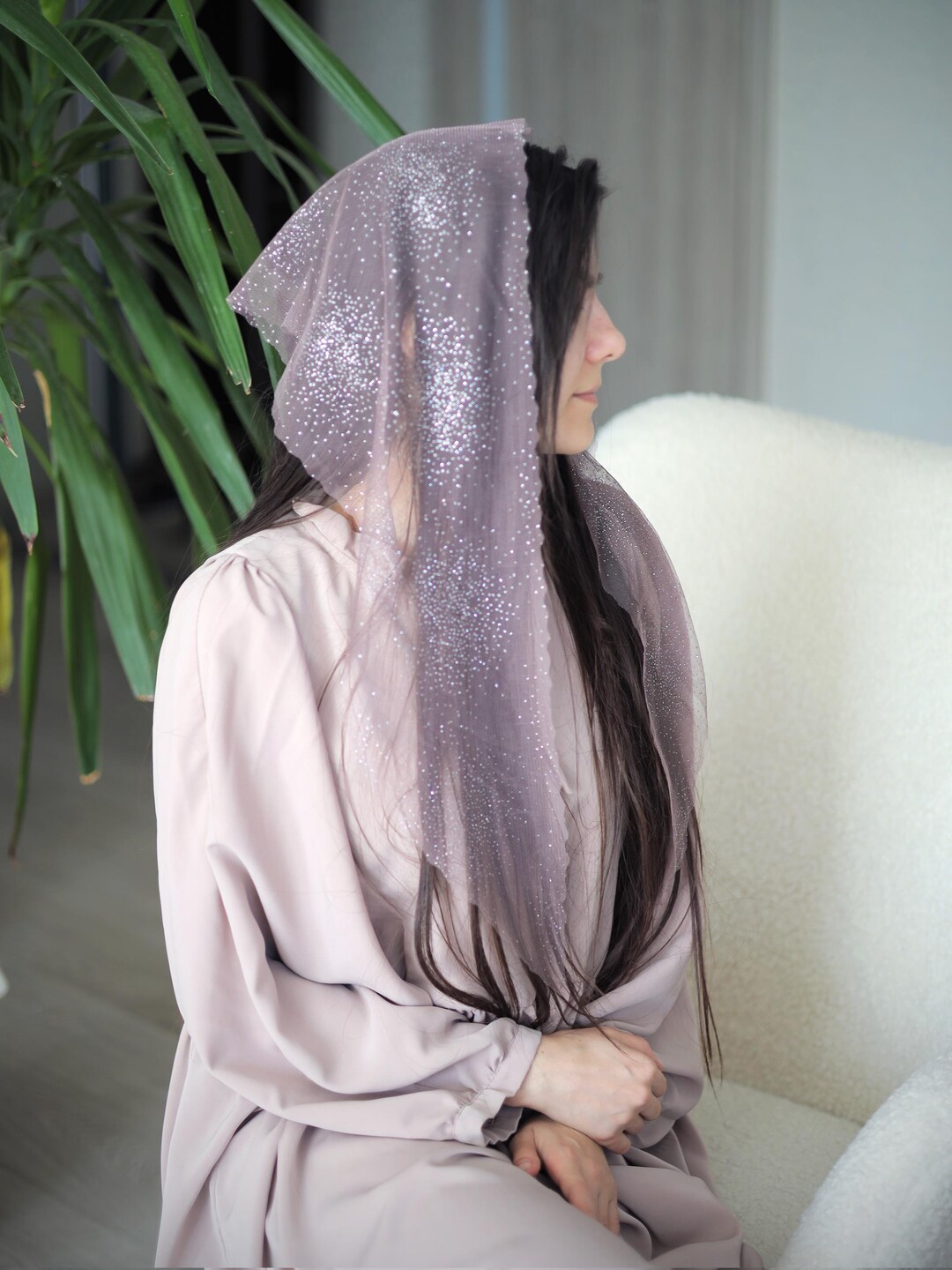 Christian Glitter Scarf Church Head Covering Orthodox Head Wrap ...