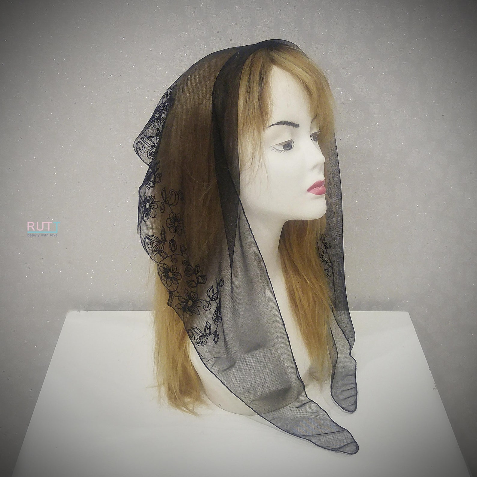 Christian Purple Head Wrap With Large Embroidery RUTTSHOP Church Scarf ...