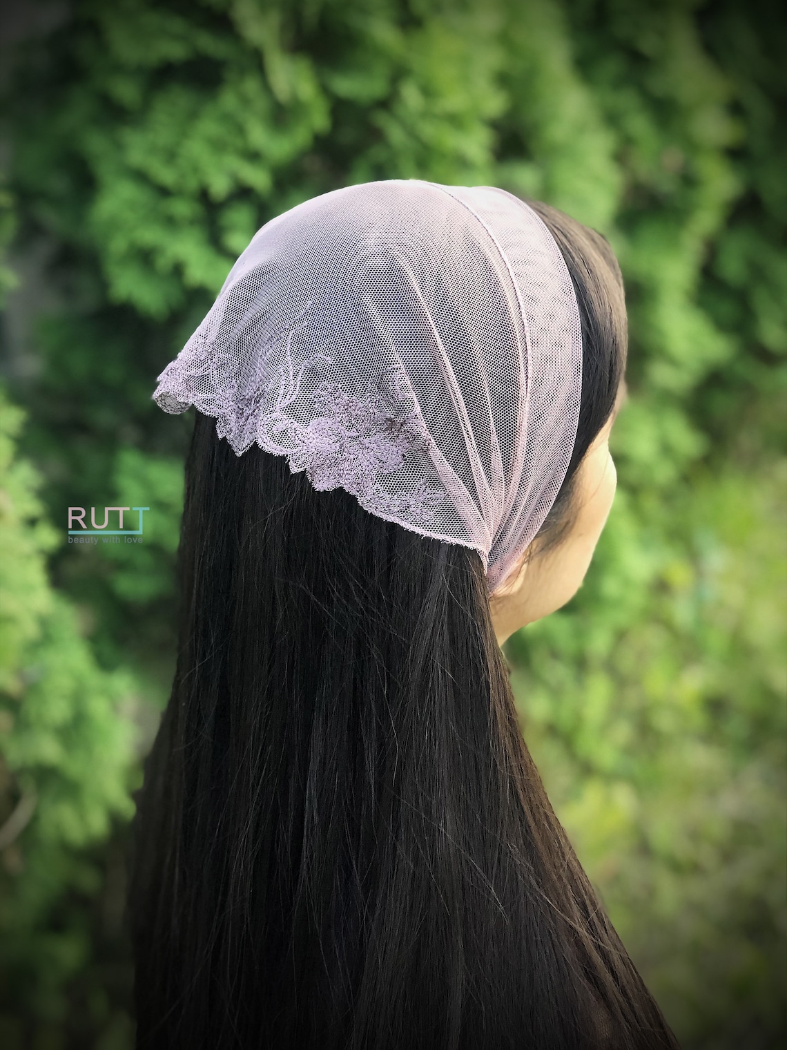 Grey Stretch Tulle Headband Kerchief Church Headwrap | Etsy