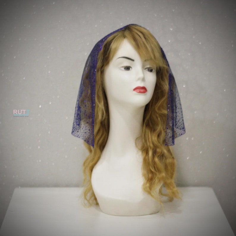 Black Tender Head Covering Orthodox Veil With Too Sides Rhinestone ...