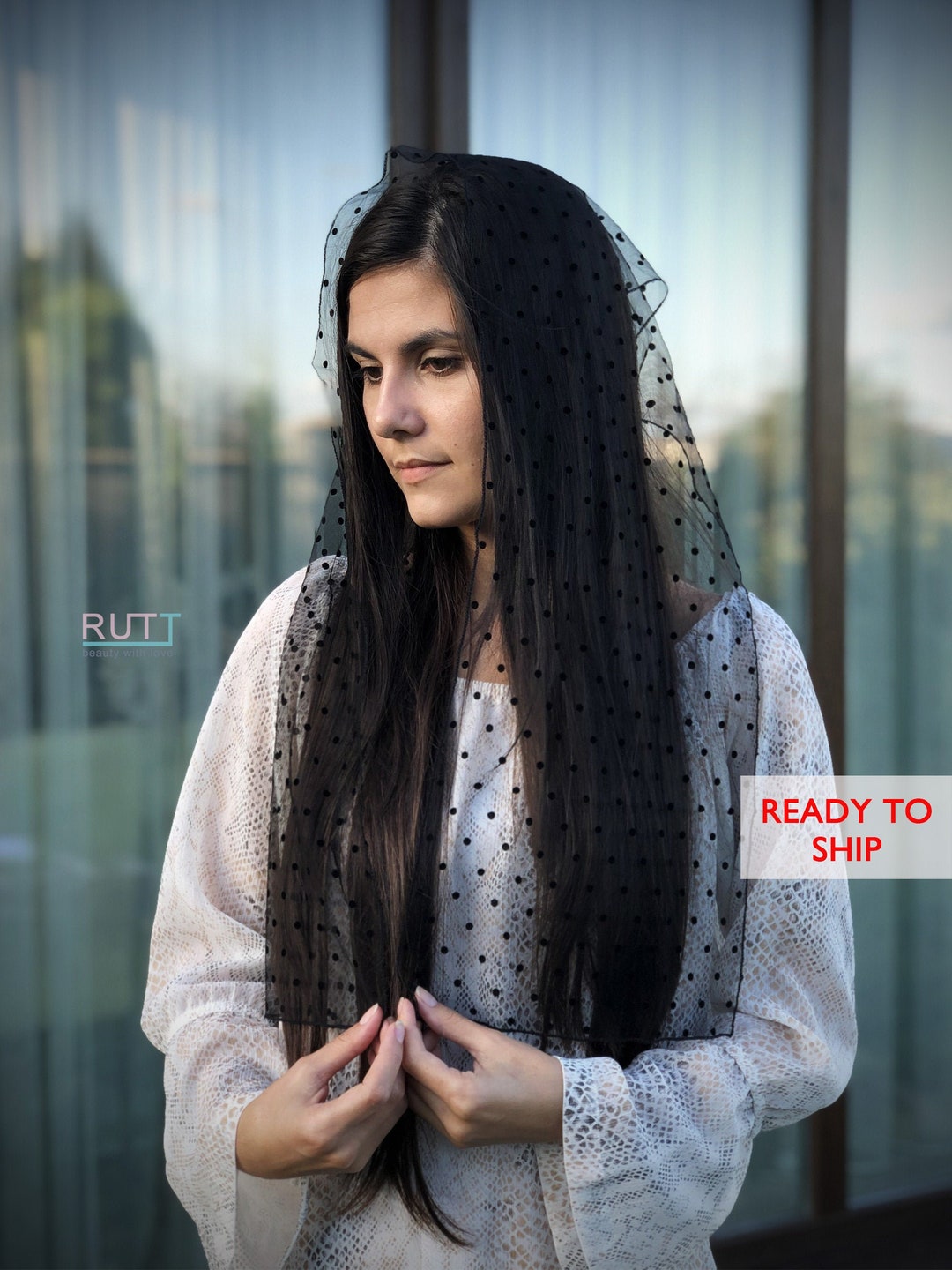 Elegant Dotted Scarf Church Head Covering Orthodox Head Wrap Catholic ...