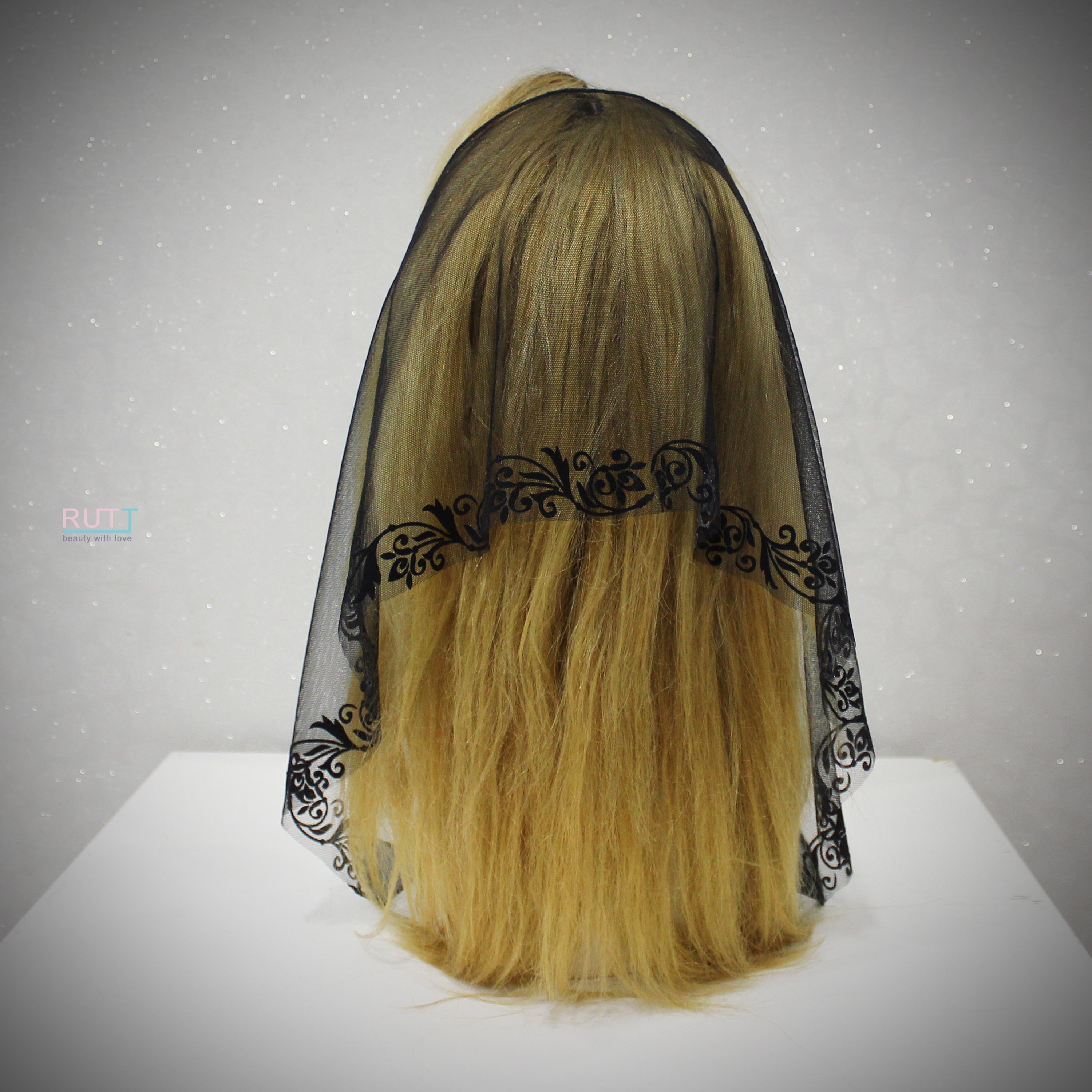 Black Church Scarf Shawl Head Covering Velvet Decorated - Etsy