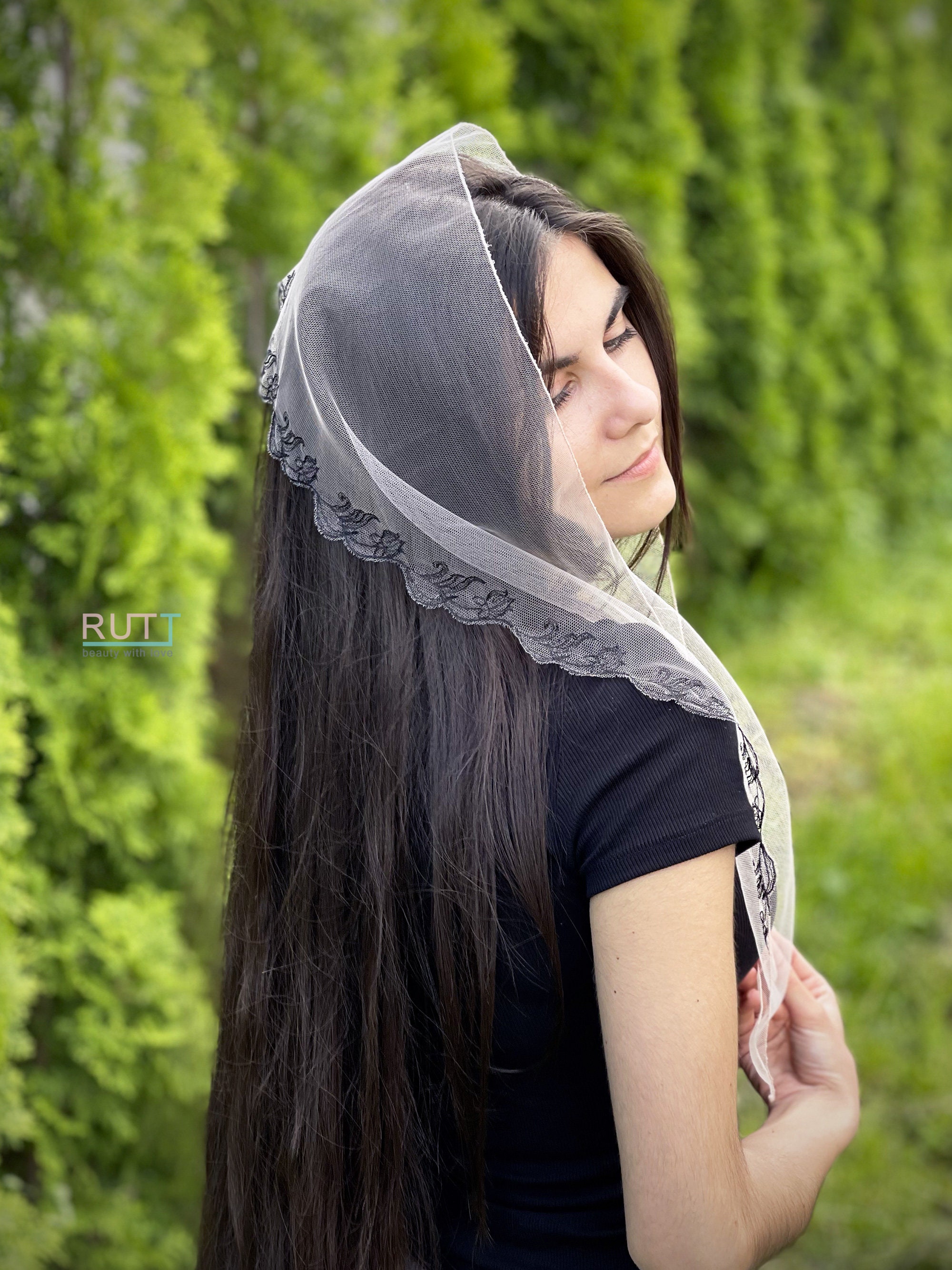 Bestickter Schal Kirchenkopf Bedeckung Frauen Kopftuch | Etsy