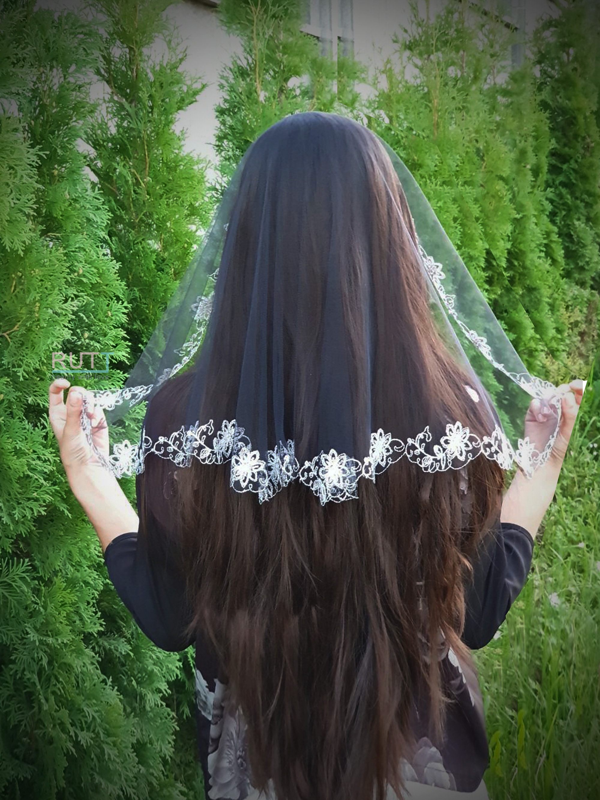 Traditional Catholic Black Mantilla With Silver Embroidery - Etsy