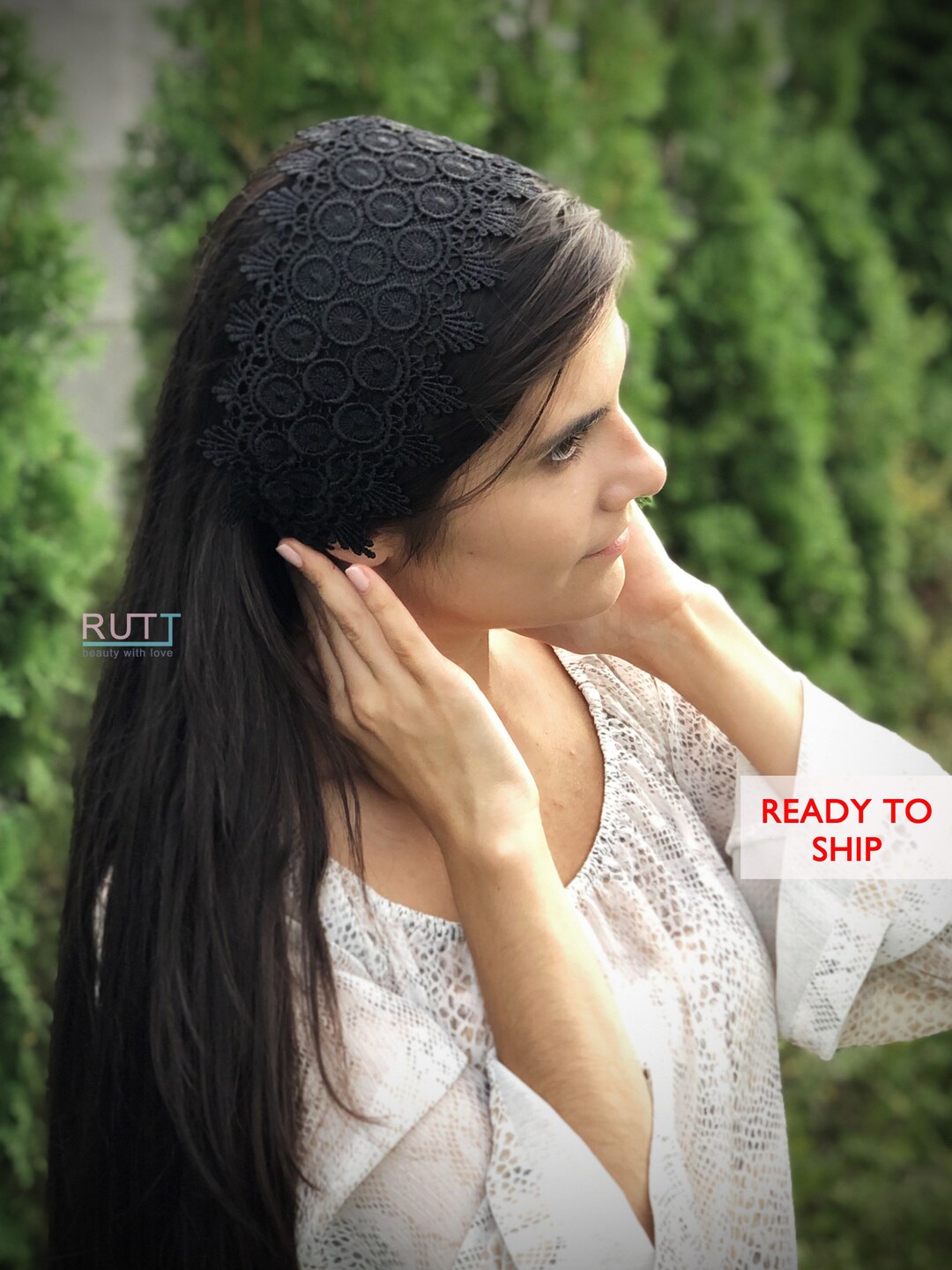 Black Church Lace Headband Head Covering Orthodox Veils Catholic Veil ...