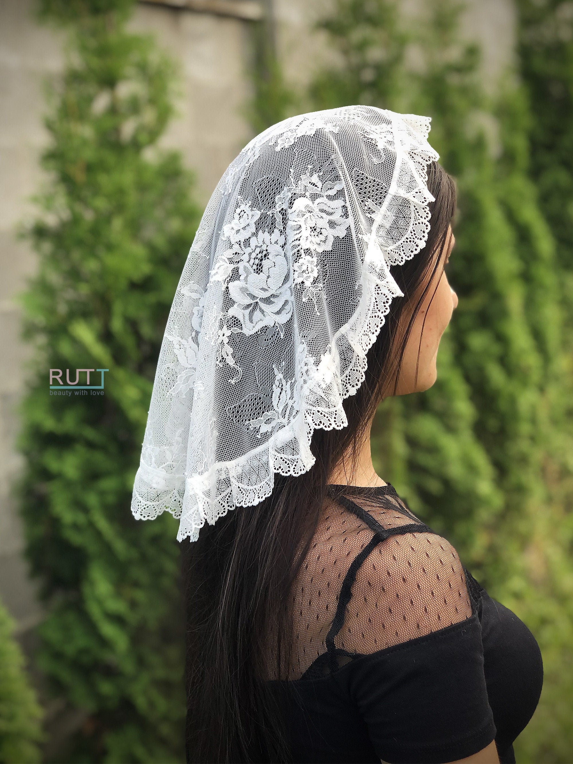 Lace round cap Church head covering Orthodox veils Catholic | Etsy