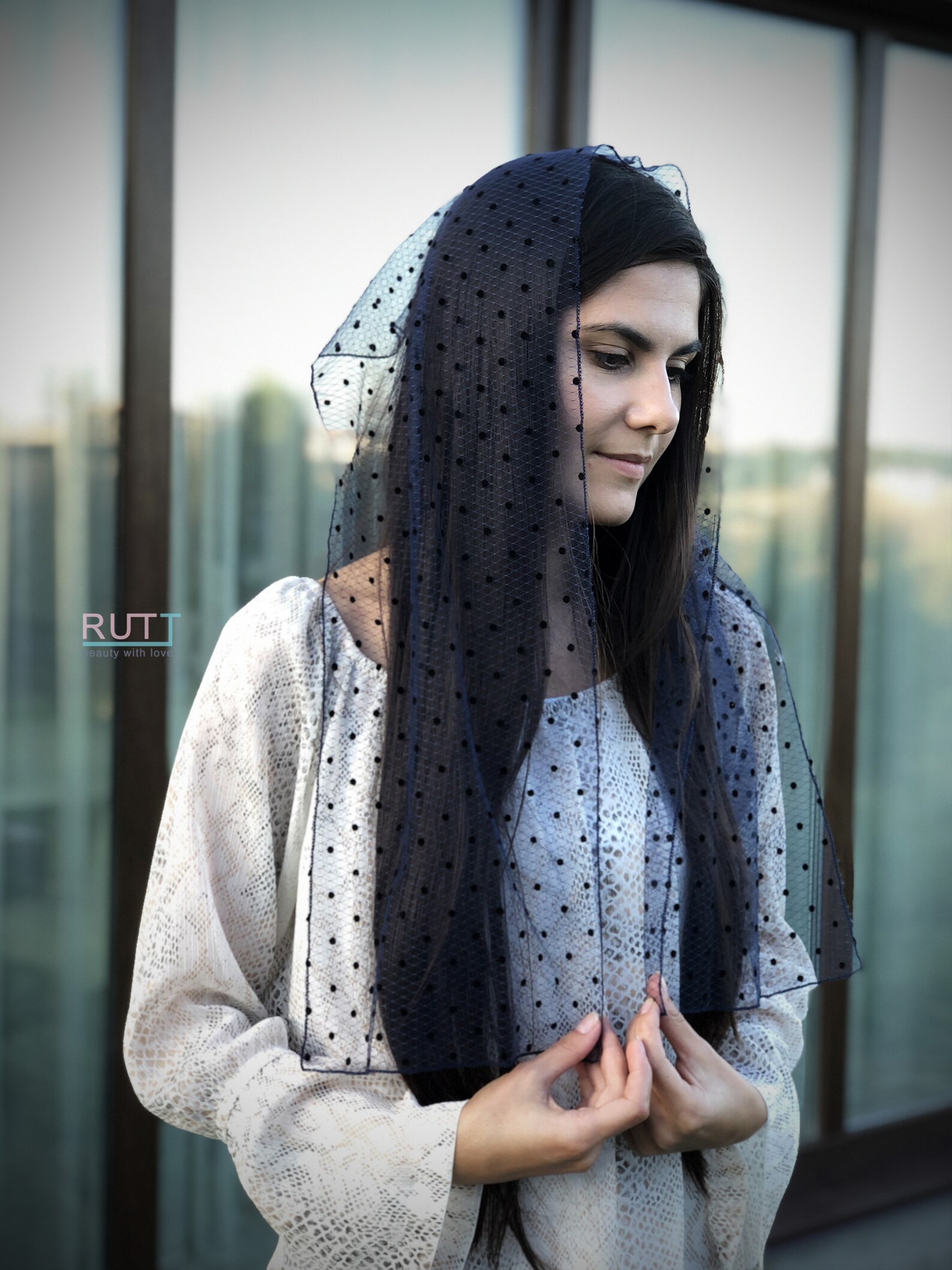 Dotted Church Scarf Head Covering Christian Headbahd Orthodox Head Wrap ...