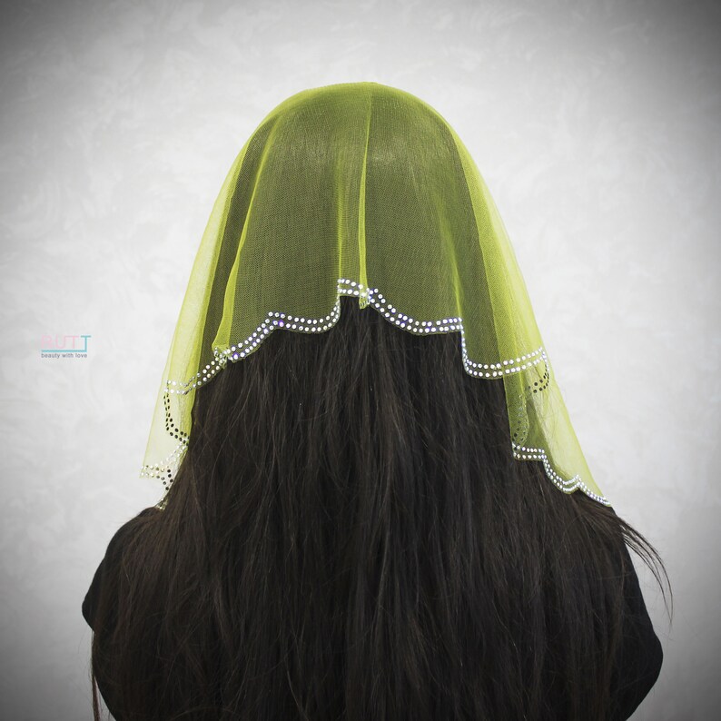 Transparent Orthodox veil with rhinestone decortion Catholic | Etsy