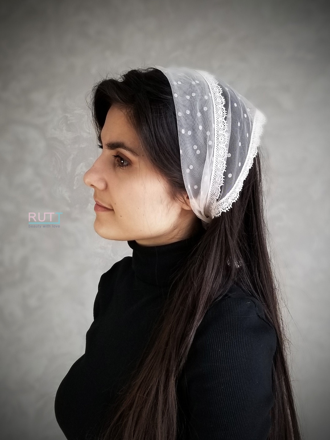 3 in 1 Dotted Headband\ Wrap\ Mantilla Church Head Covering Orthodox ...