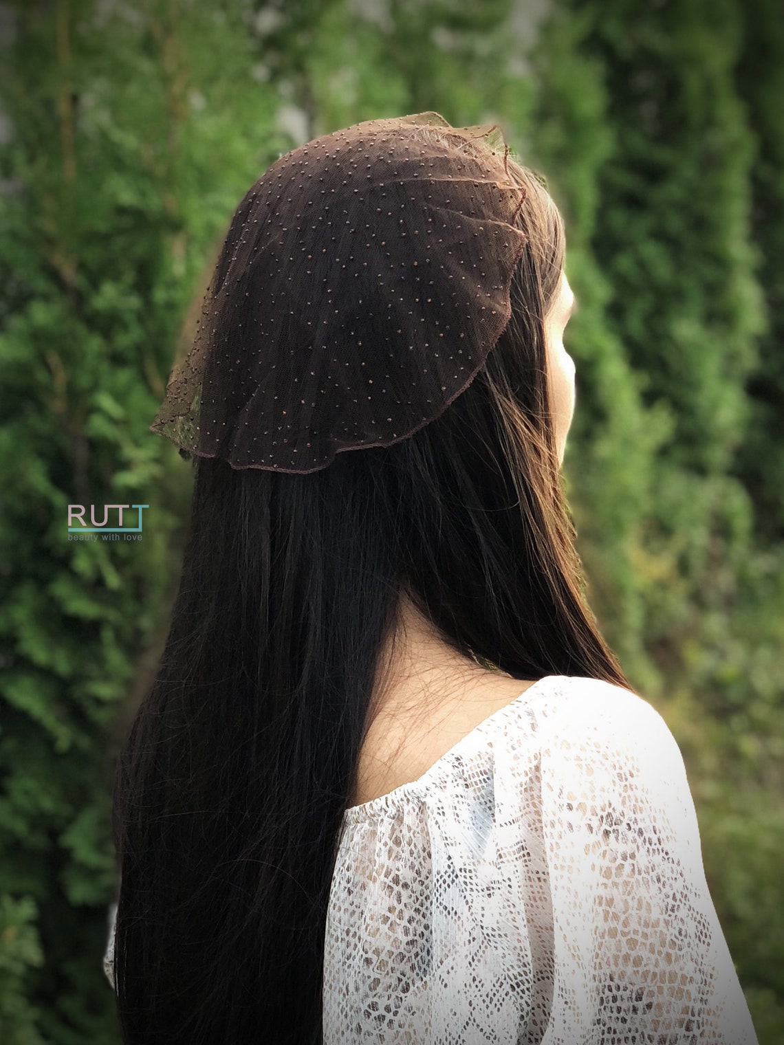 Sparkle Brown Small Catholic Veil Church or Chapel Round Cap ...