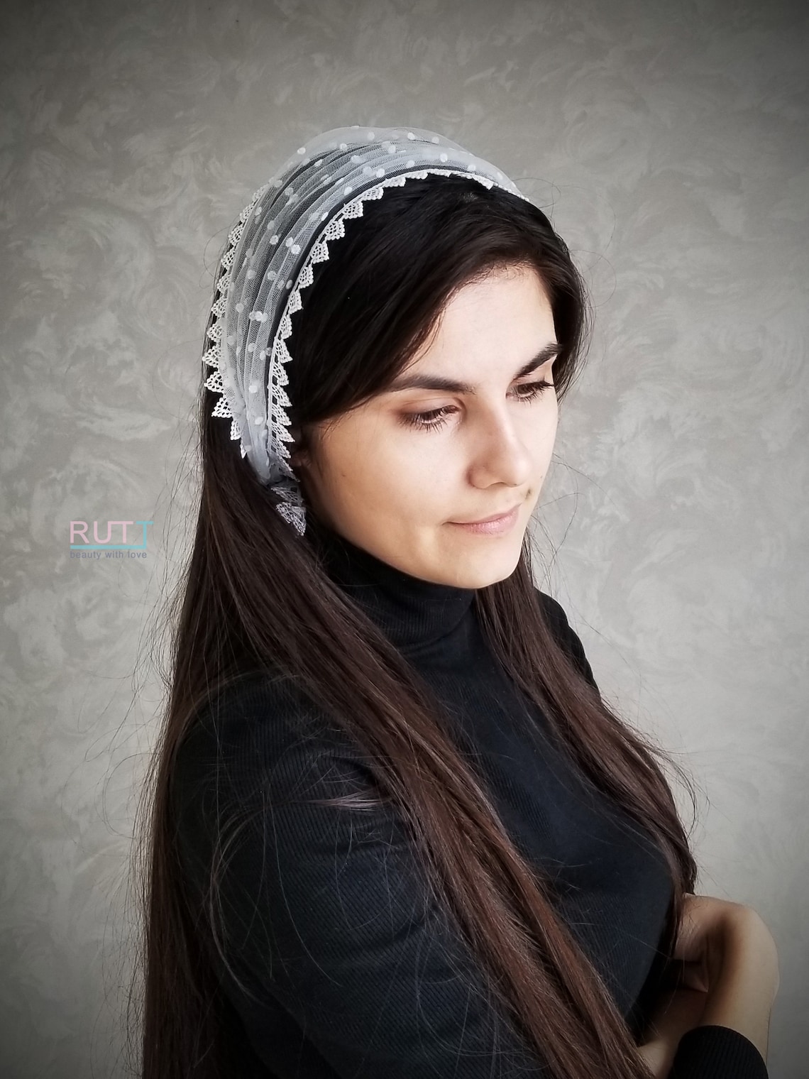 3 in 1 Dotted Headband Wrap Mantilla Church Head Covering - Etsy