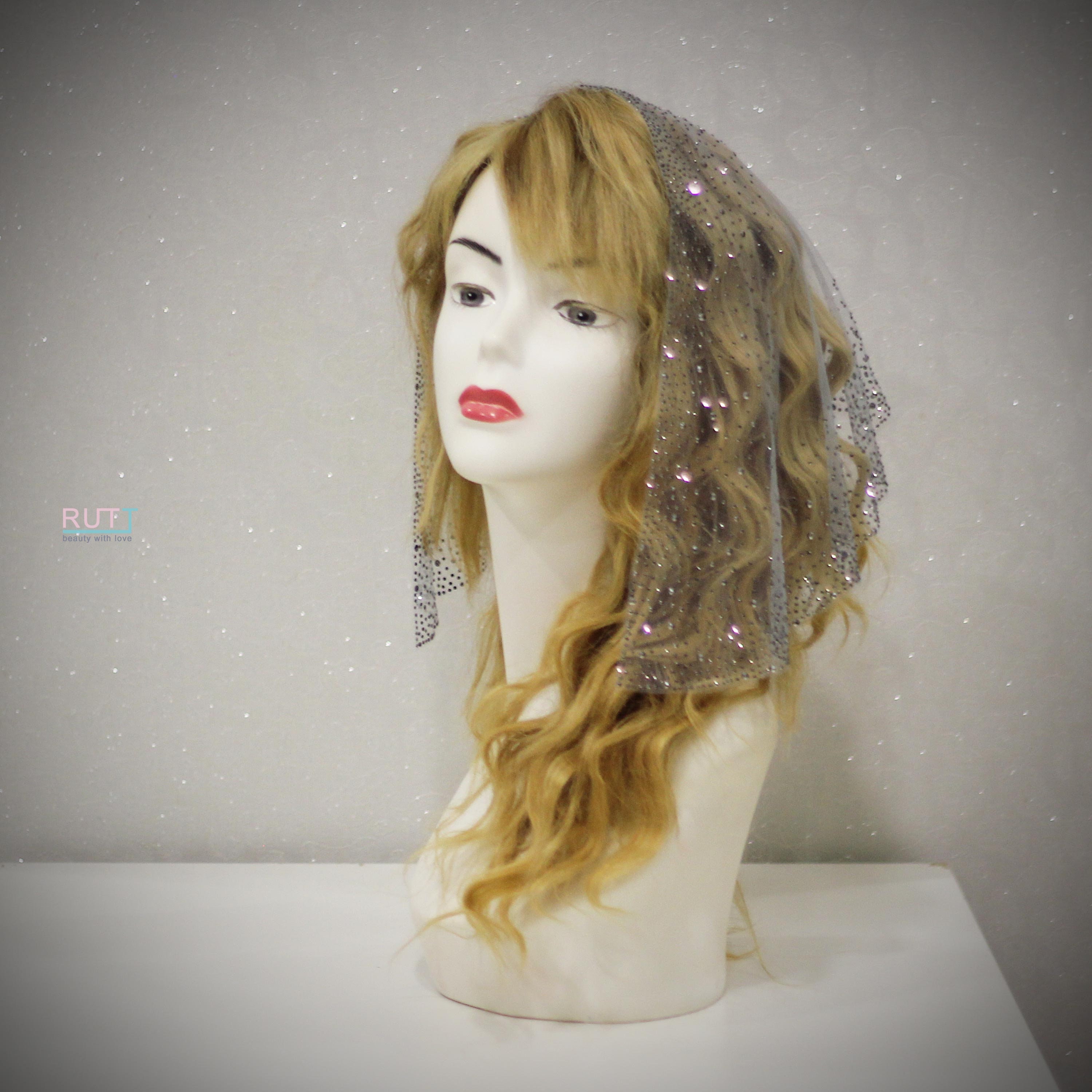 Grey Head Covering Wrap Orthodox Veils With Rhinestone - Etsy