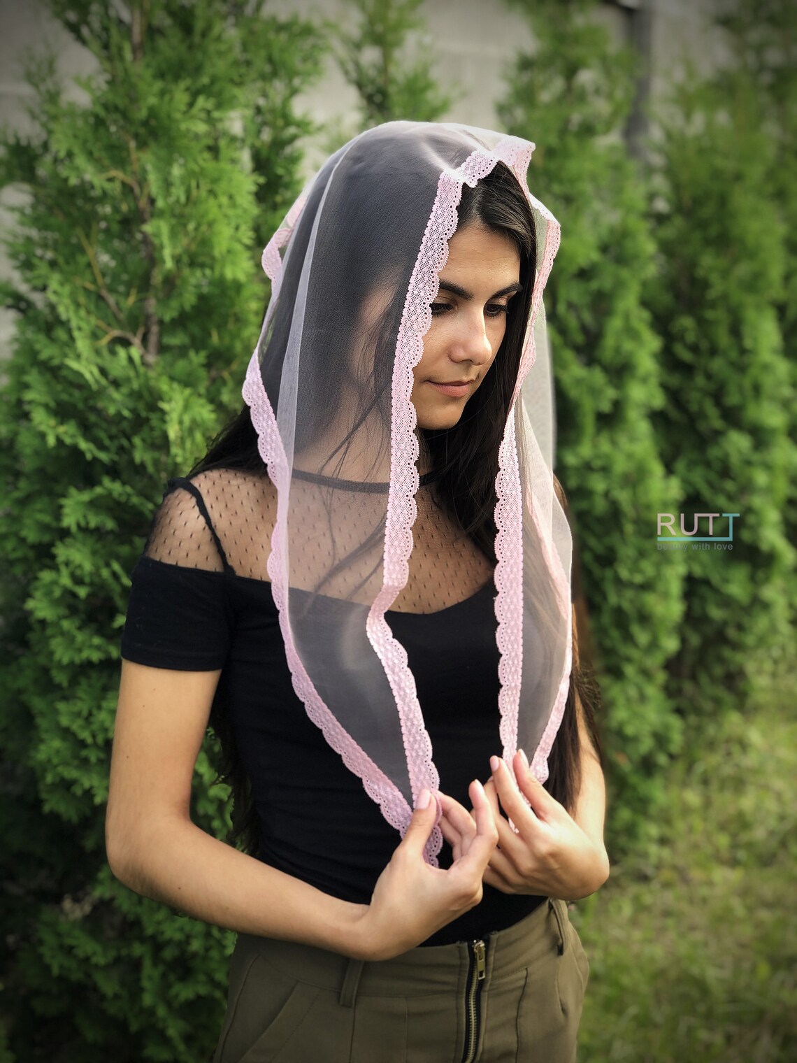 Christian Tulle and Lace Veil Church Scarf Head Covering Orthodox Wrap ...
