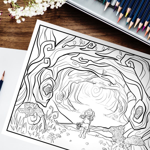 Enchanted Forest Coloring Page - Etsy