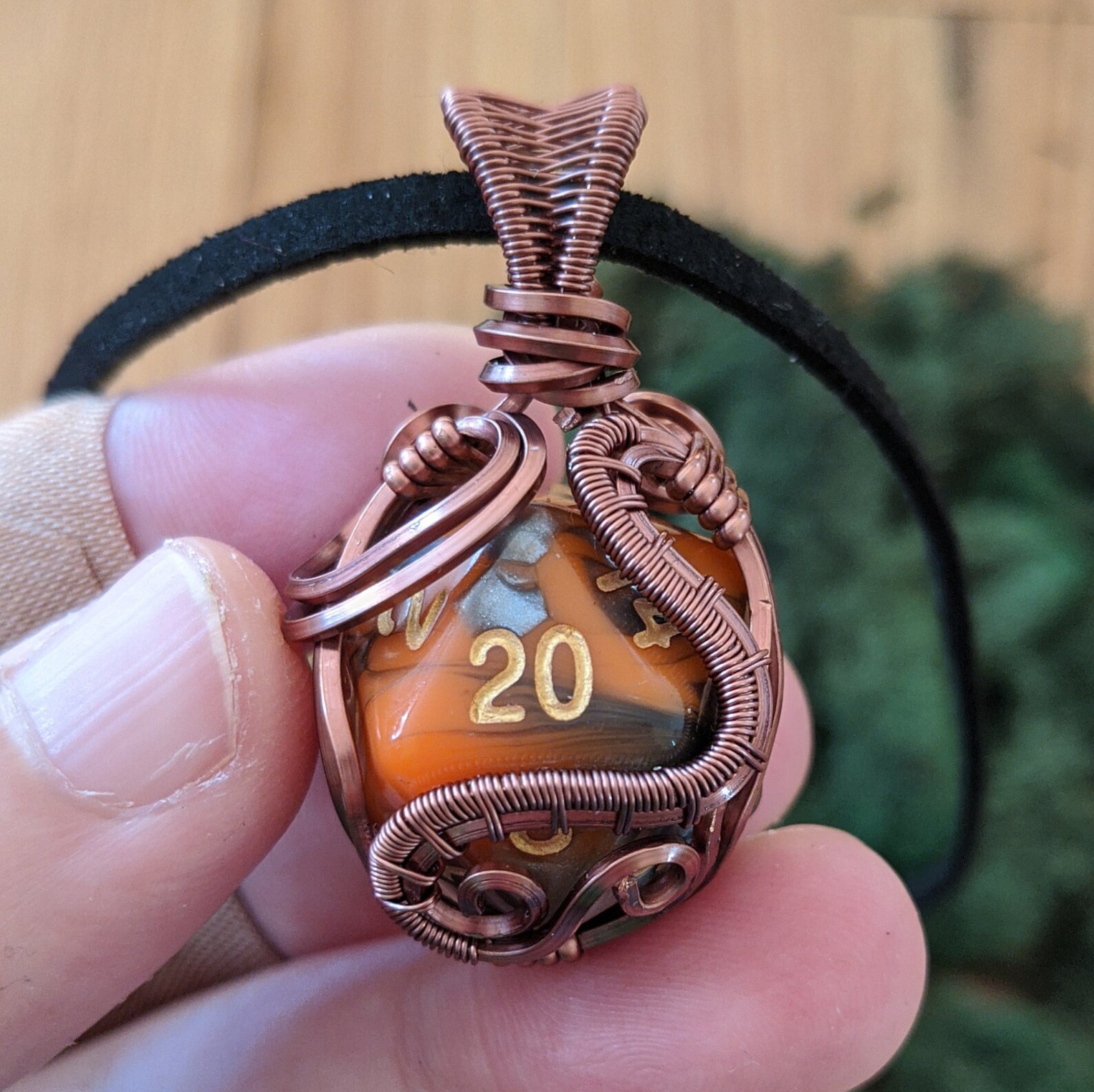 Wire Wrapped D20 Polyhedral Dice Orange Grey Antique Copper - Etsy