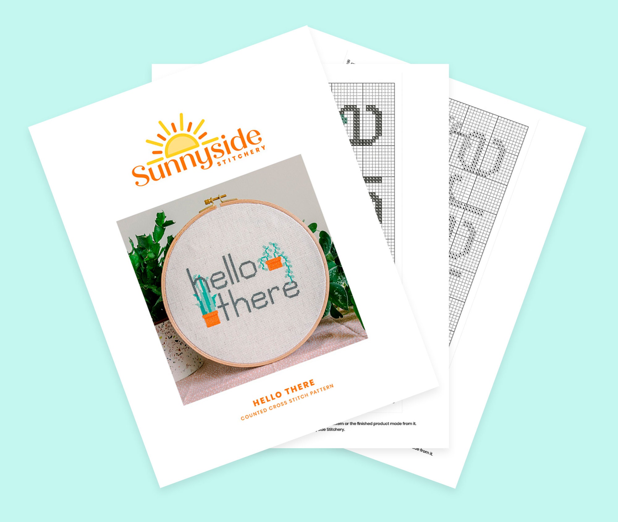 Hello There - Welcome Sign - Modern Cross Stitch - Simple PDF Pattern ...