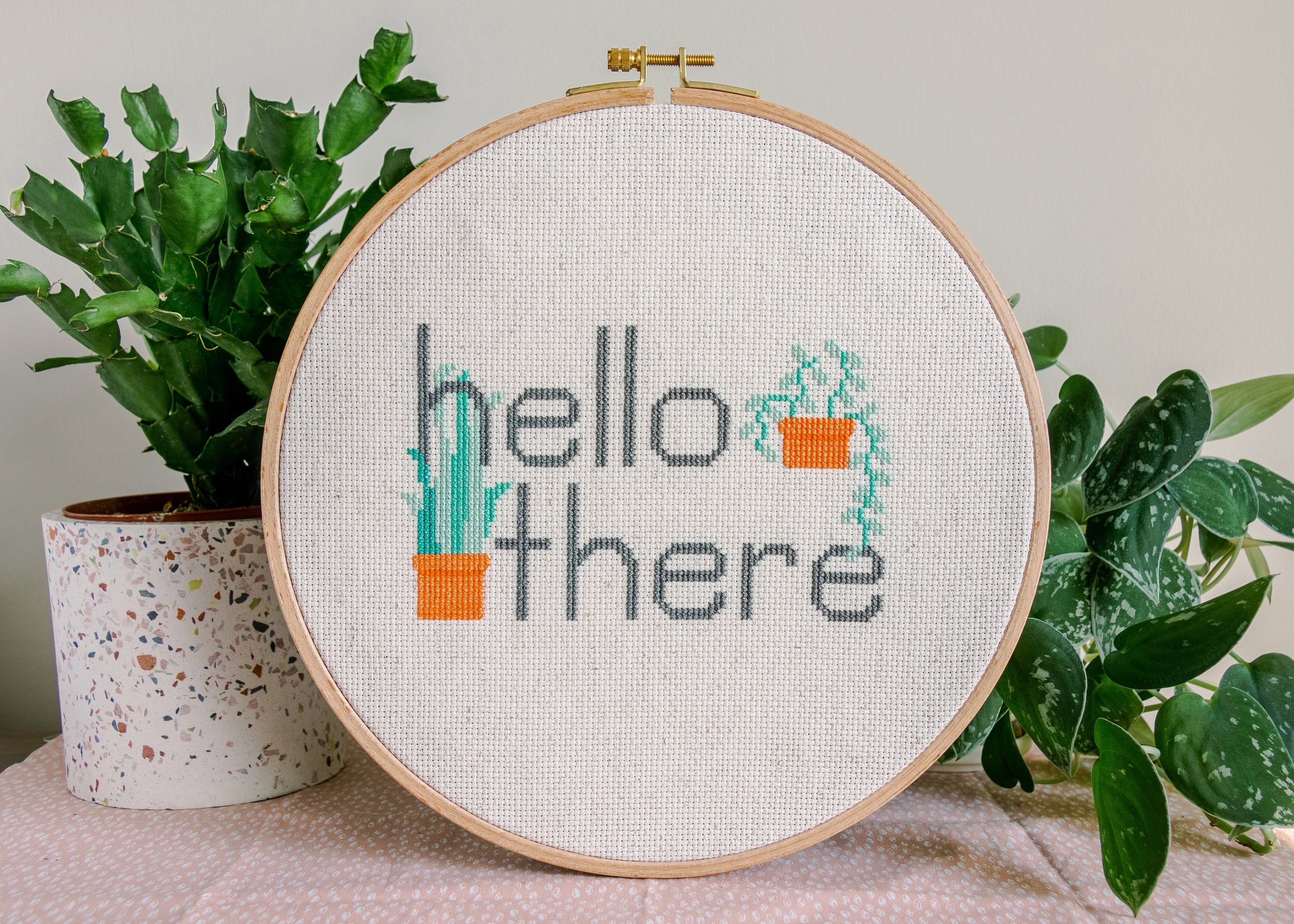 Hello There - Welcome Sign - Modern Cross Stitch - Simple PDF Pattern ...
