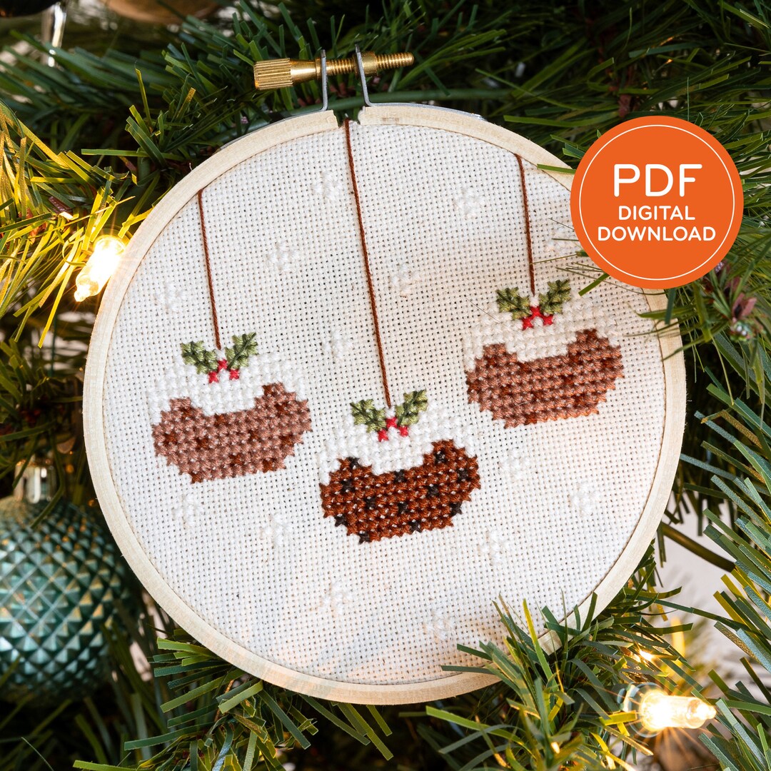 Christmas Puddings – Modern Cross Stitch - Simple PDF Pattern Download ...